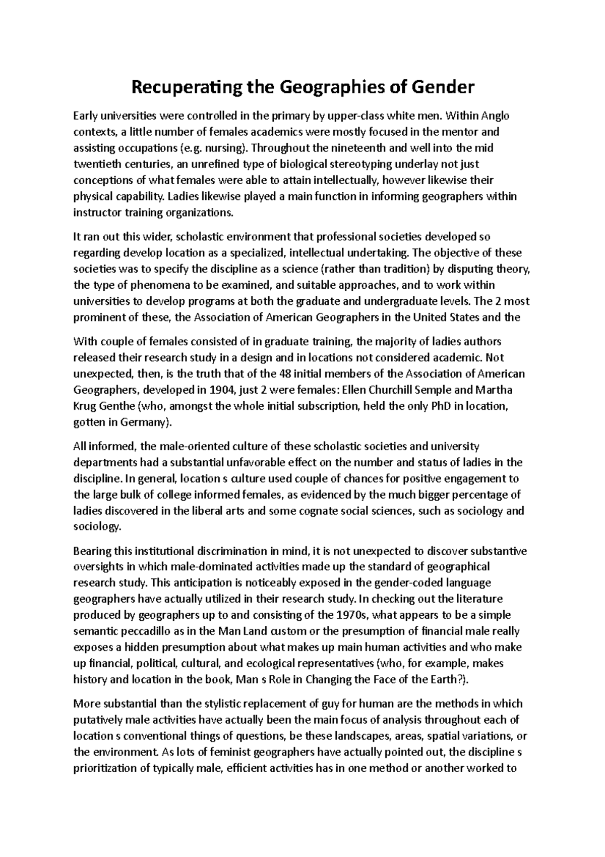Gender as a Social Relation - Recuperating the Geographies of Gender ...