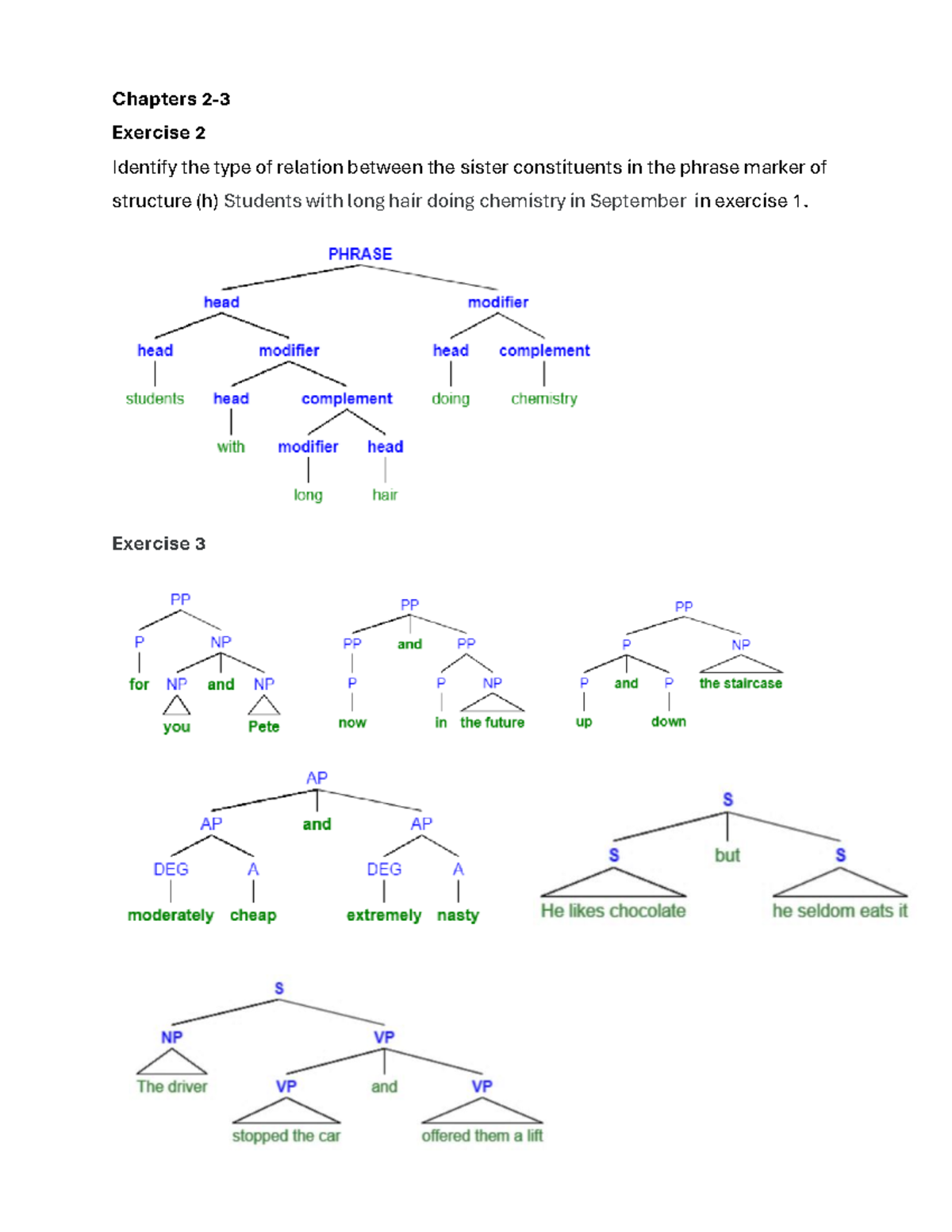 2023 Exercises chapter 2-3-4 Suggested answers - Chapters 2 - 3 Exercise 2 Identify the type of ...