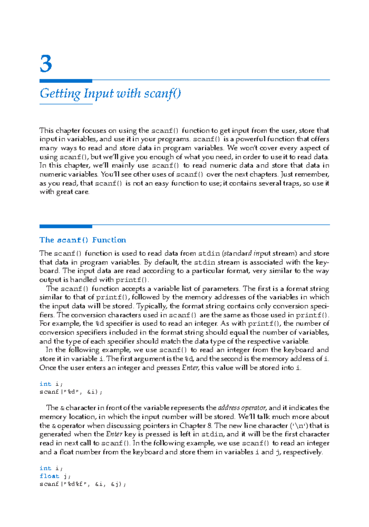 Lecture 2a - students notes - 3 Getting Input with scanf() This chapter ...