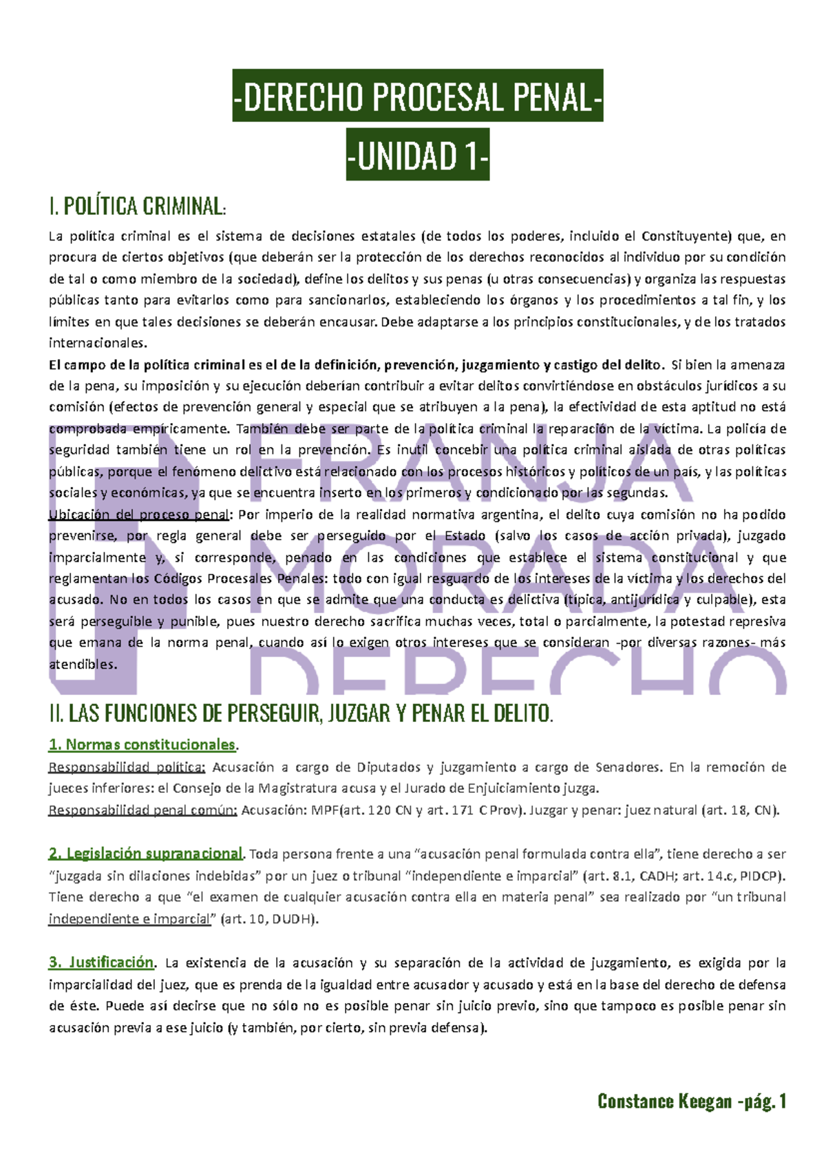 Resumen super completo de Procesal Penal -DERECHO PROCESAL PENAL-UNIDAD 1- I. POLÍTICA CRIMINAL ...