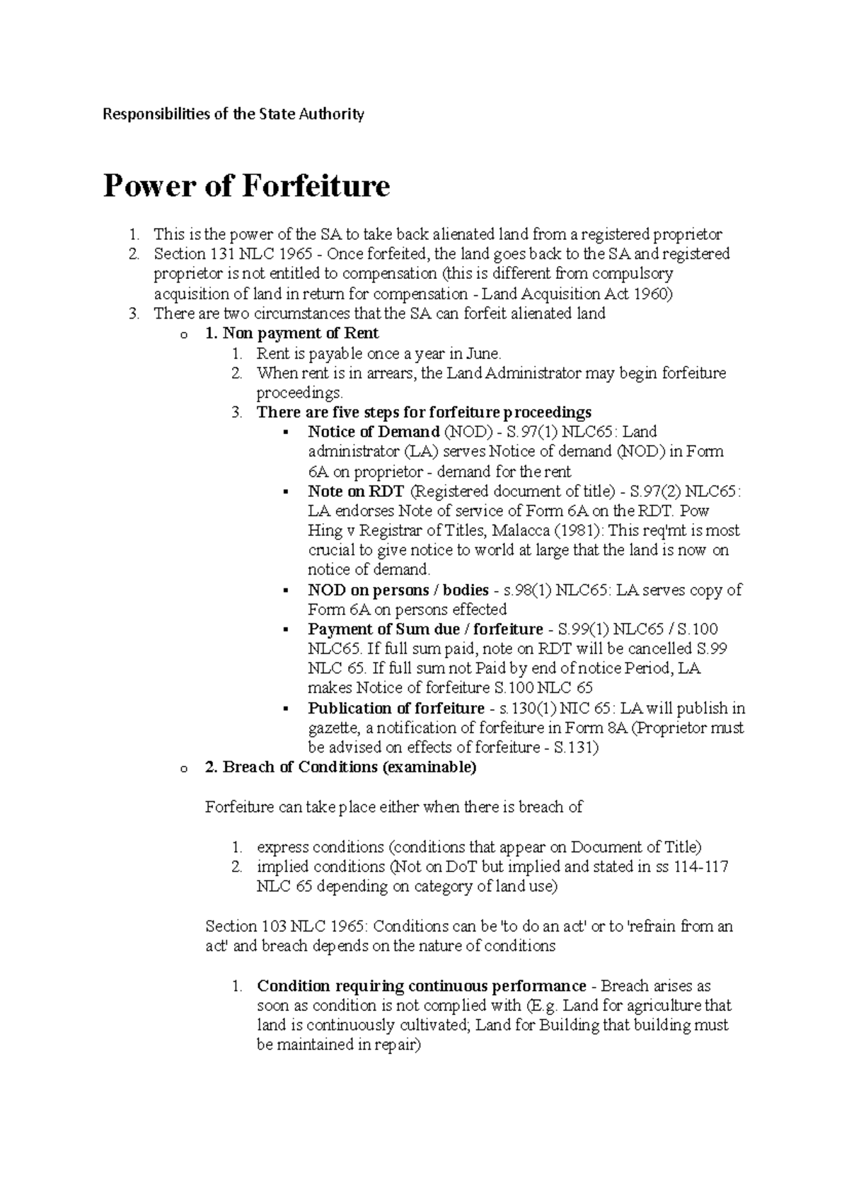 Responsibilities of the State Authority - Power of Forfeiture (Part 3 ...