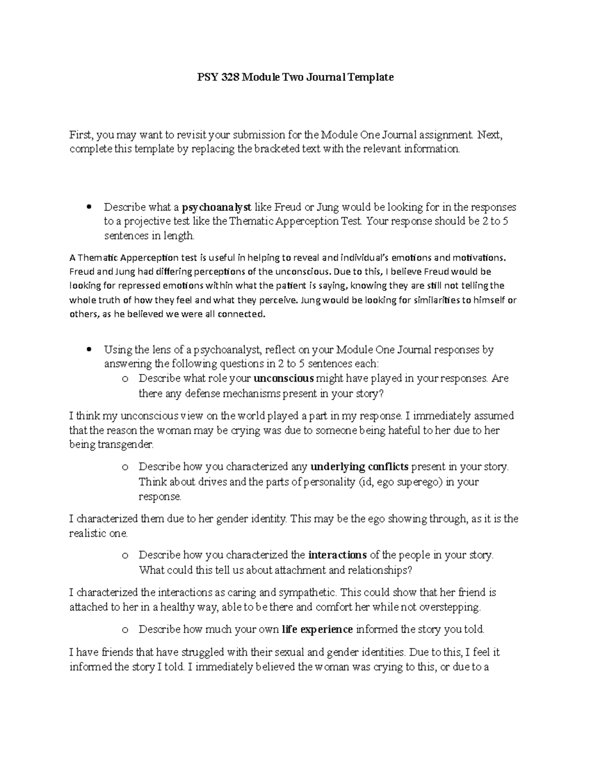 PSY 328 Module 2 Journal - PSY 328 Module Two Journal Template First ...