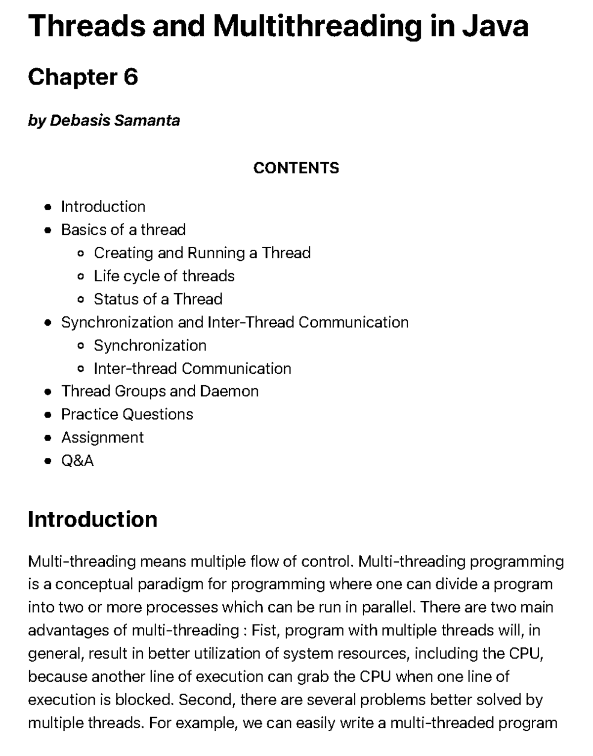 Ch6 Basics Of A Thread Creating And Running A Thread Life Cycle Of Threads Status Threads