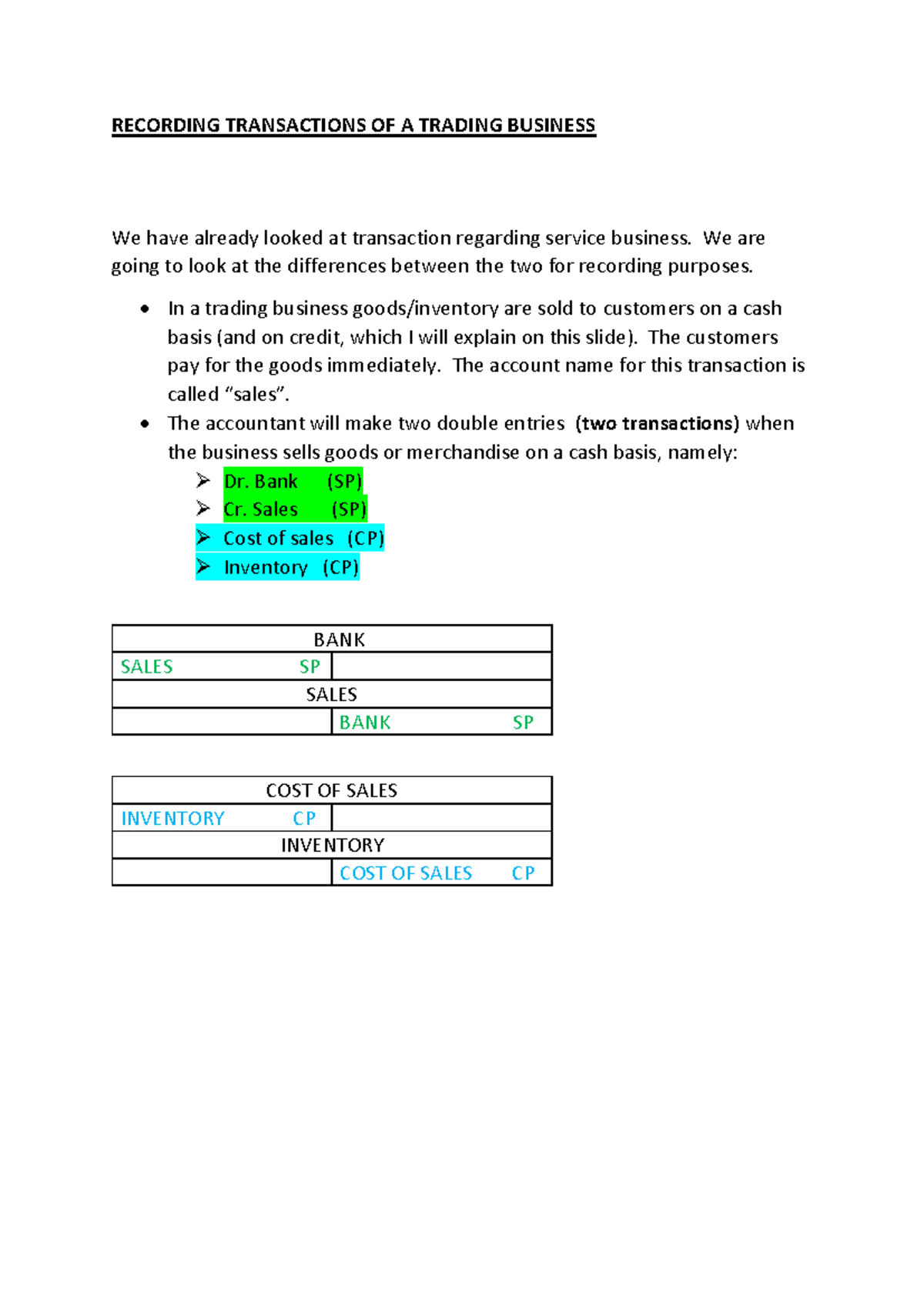 4 Recording transactions of a Trading Business - RECORDING TRANSACTIONS ...
