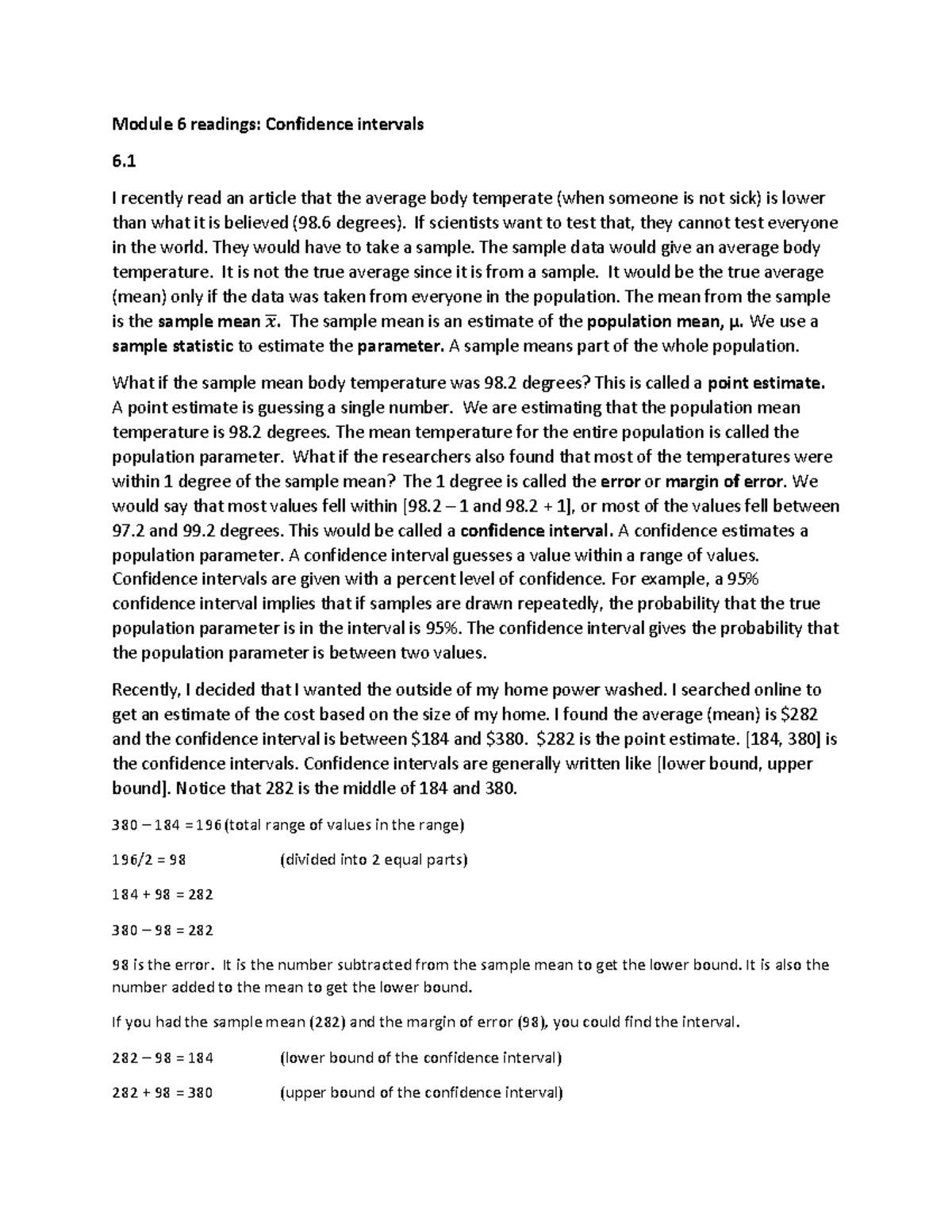 Module 6 reading helpers - Module 6 readings: Confidence intervals 6. I ...