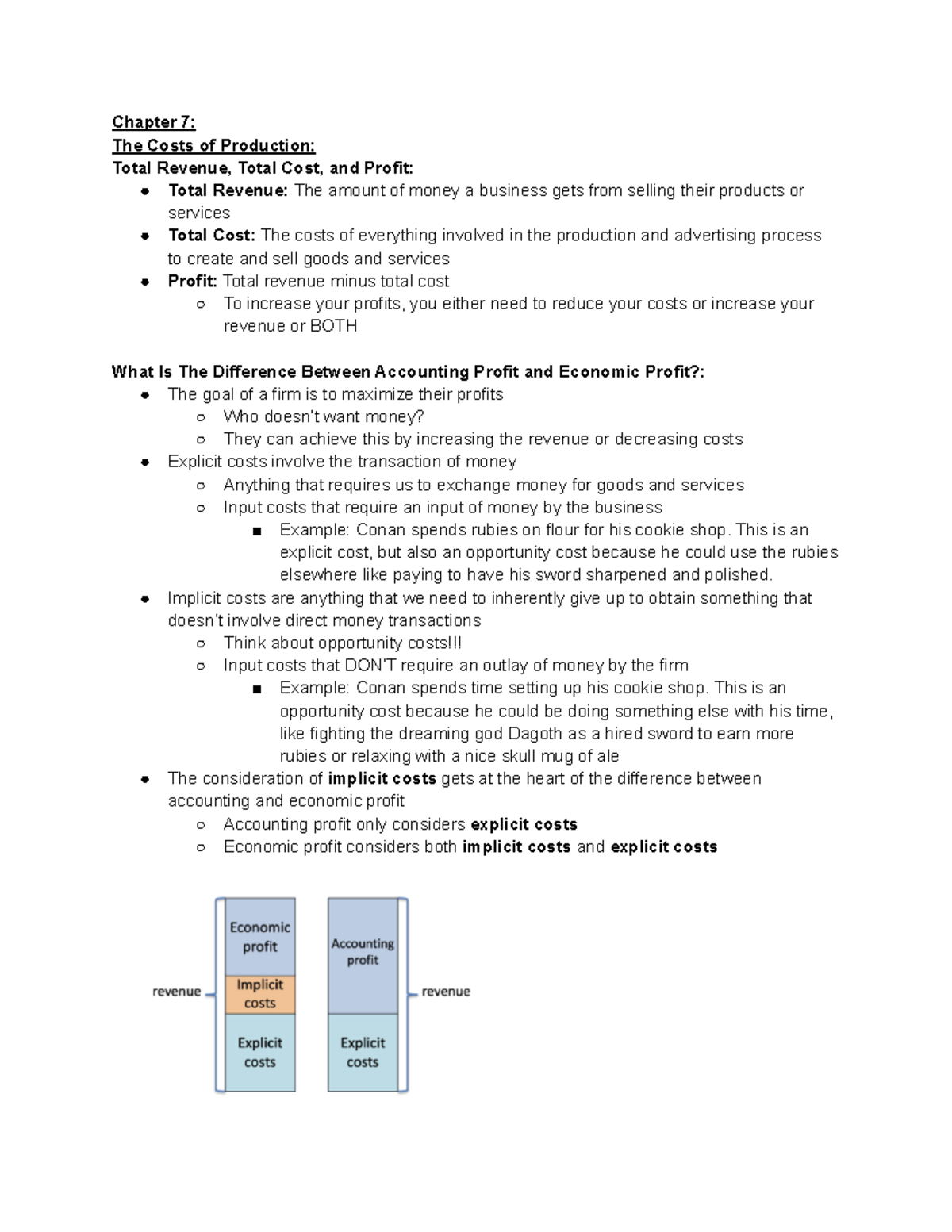 Principles of Microeconomics Unit 7 Notes Part 1 - Chapter 7: The Costs ...