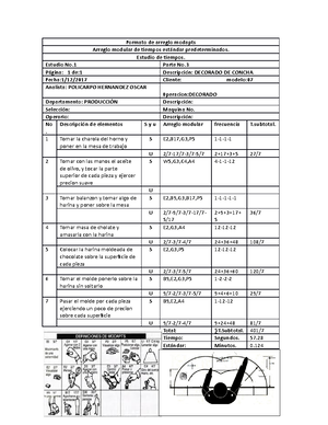 Tablas mtm y tablas most - 1 TMU = 0 Horas 1 TMU = 0 Minutos 1 TMU = 0 ...