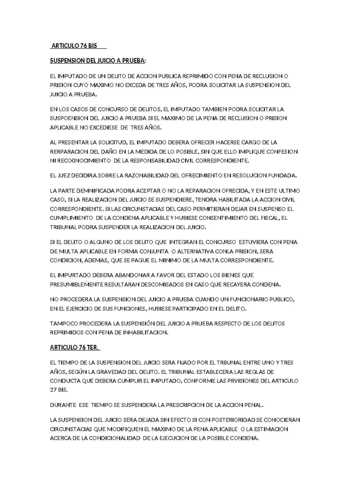 Articulo 76 BIS Suspension A Juicio - ARTICULO 76 BIS SUSPENSION DEL ...