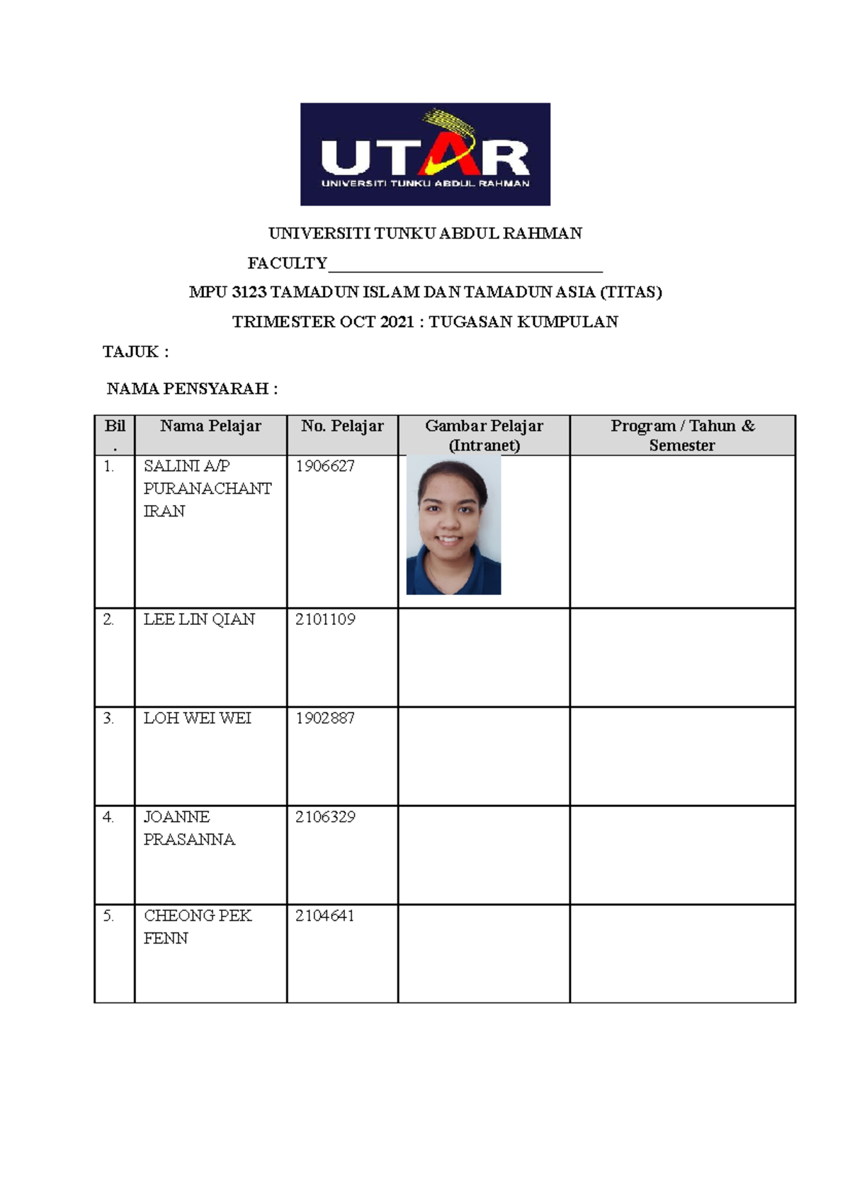 Universiti Tunku Abdul Rahman Titas Assignment Universiti Tunku Abdul