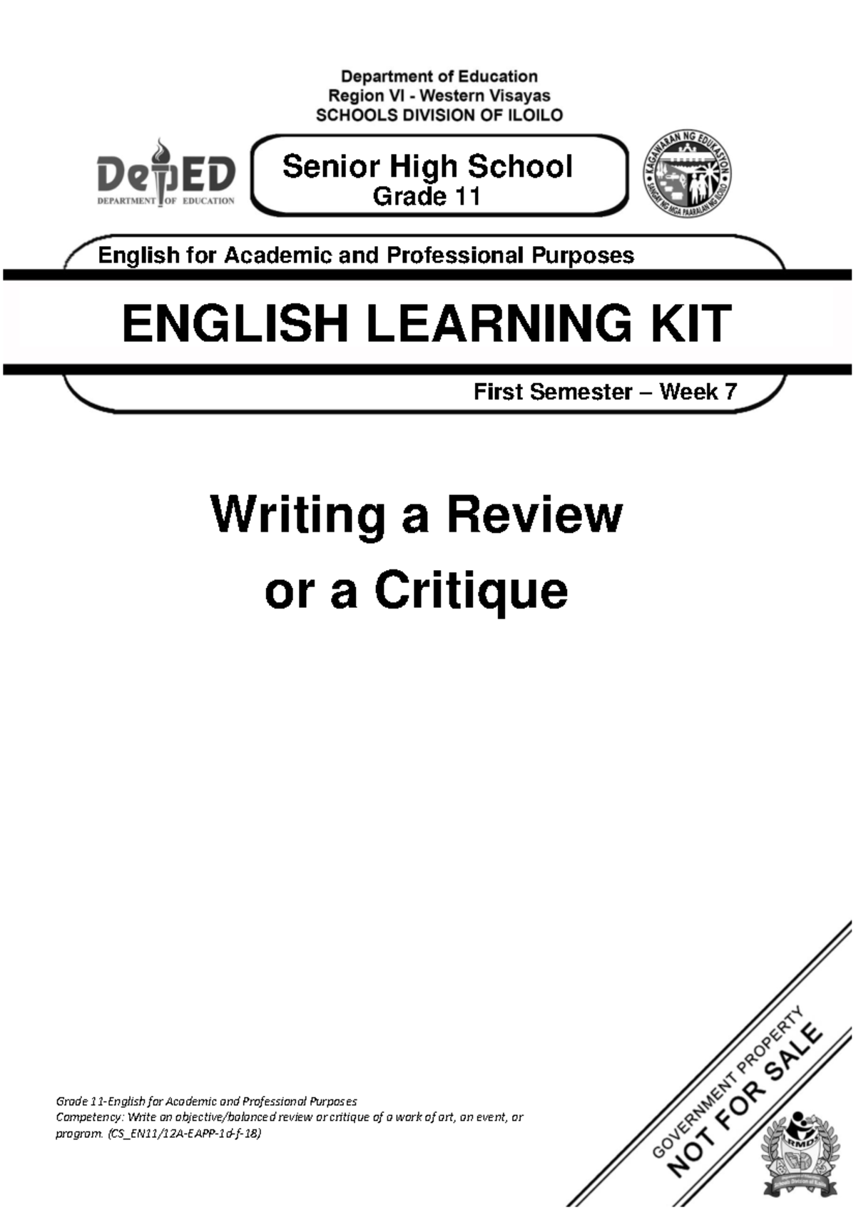 EAPP Week7 studentscopy - ####### Grade 11-English for Academic and ...