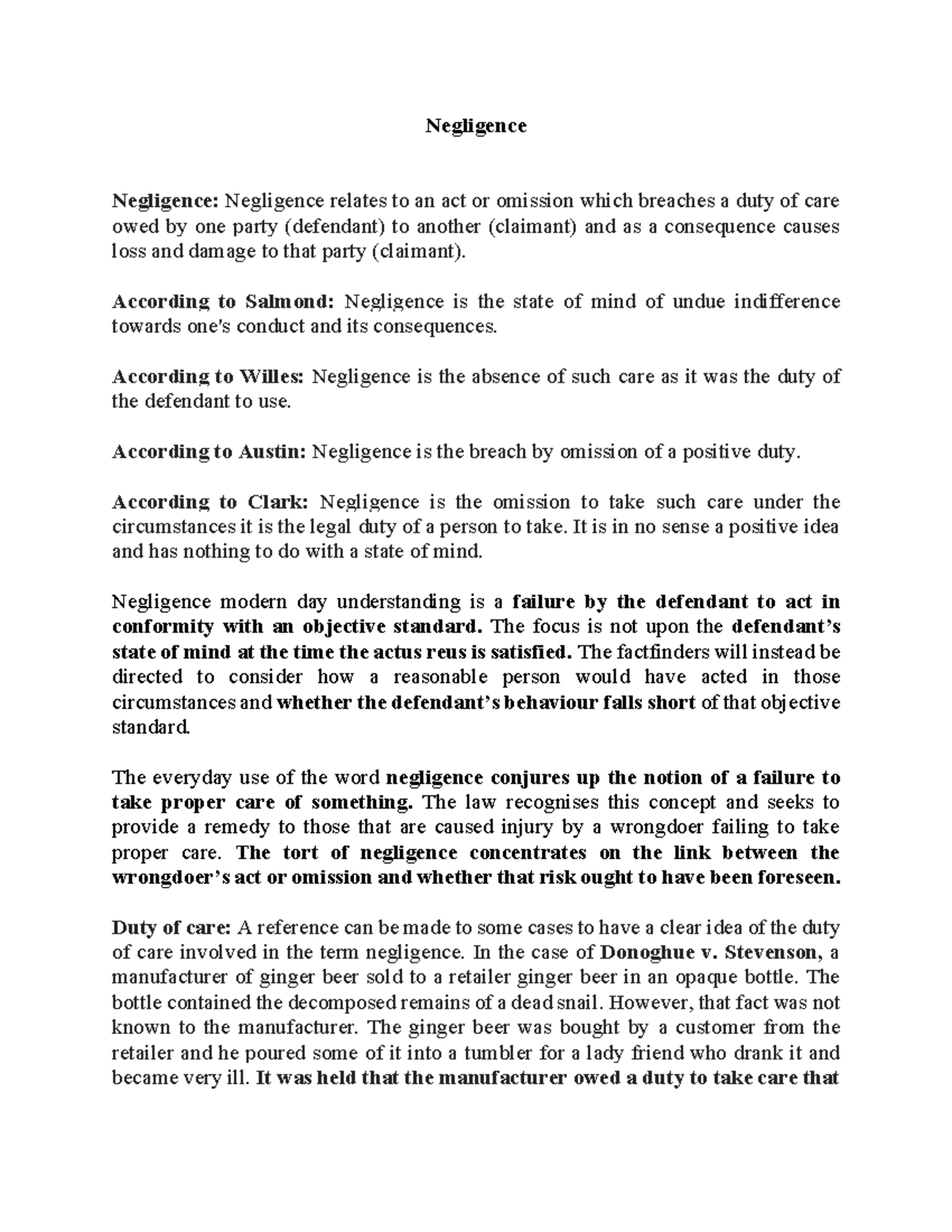 8. Negligence - book - Negligence Negligence: Negligence relates to an ...