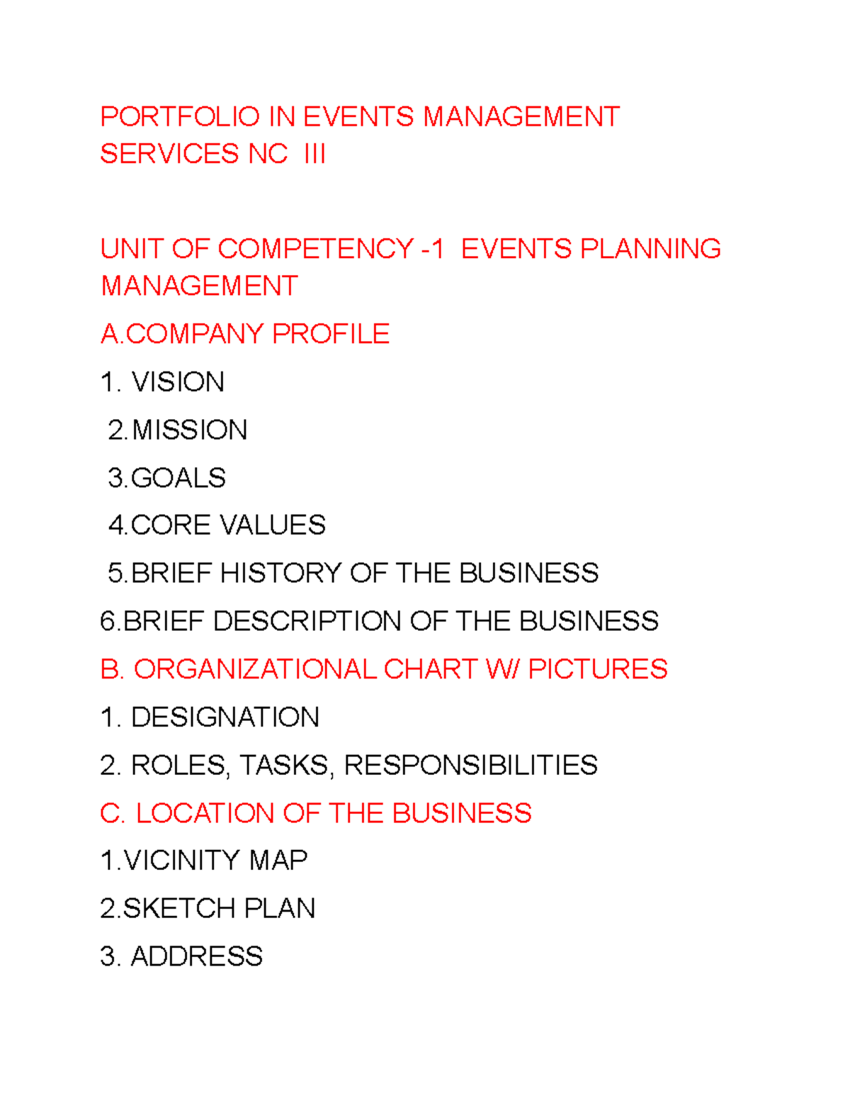 Portfolio IN Events Management Services NC III - PORTFOLIO IN EVENTS ...