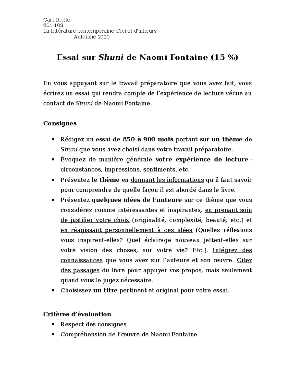 103 - Essai sur Shuni - Carl Diotte 601- La littérature contemporaine d ...