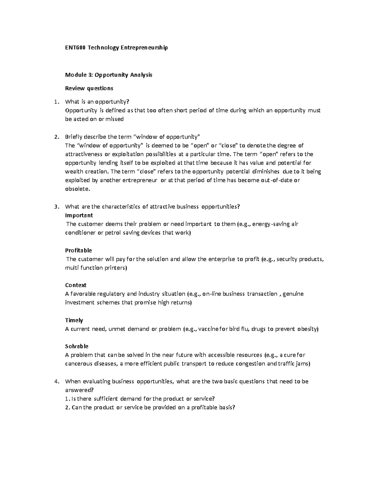 Ent600 chp 3 (question) - ENT600 Technology Entrepreneurship Module 3 ...