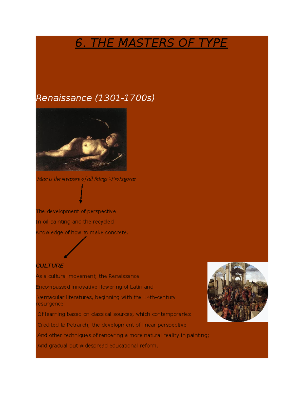 Essentials Communications-visual summary - 6. THE MASTERS OF TYPE Renaissance (1301-1700s) ‘Man ...