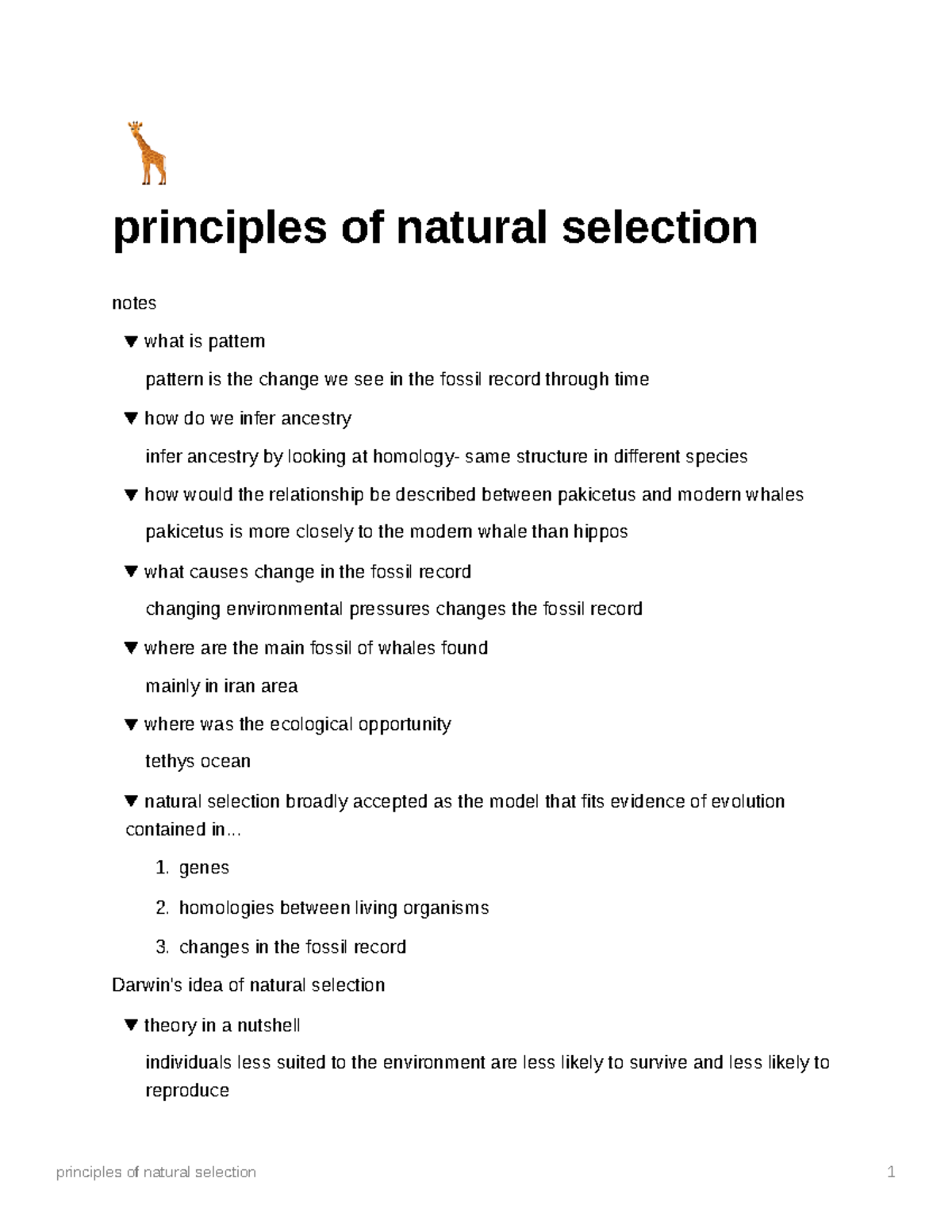 Principles of natural selection - BIOL2039 - Studocu