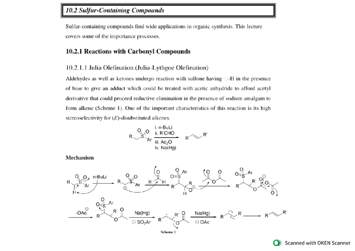Chemistry 6 - Sulphur containing compounds, Corey- Chaykovsky Reactions ...