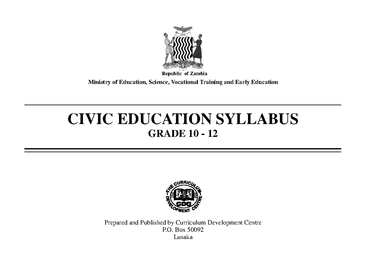 Civic Education Grade 10 - CIVIC EDUCATION SYLLABUS GRADE 10 - 12 ...