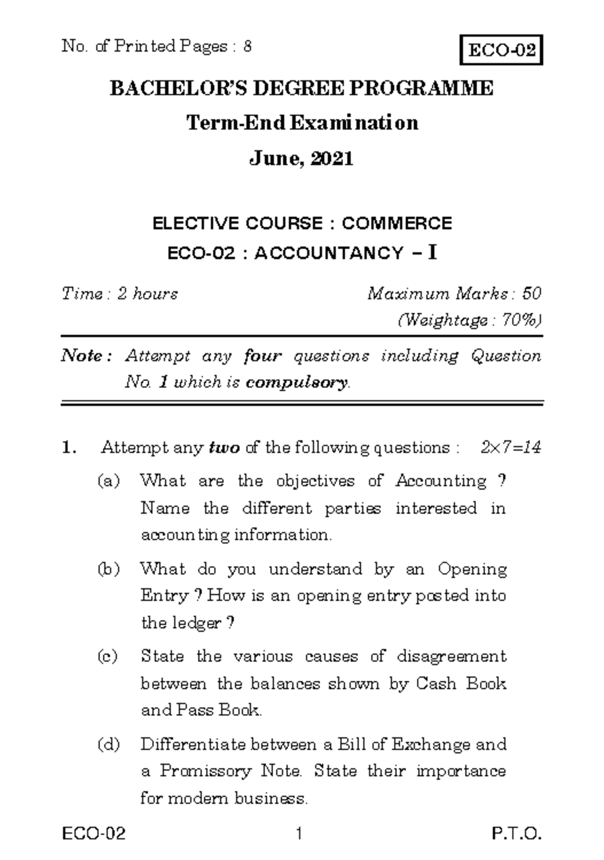 ECO-2 - ECO-02 question paper Term-End Examination June, 2021 - ECO-02 ...