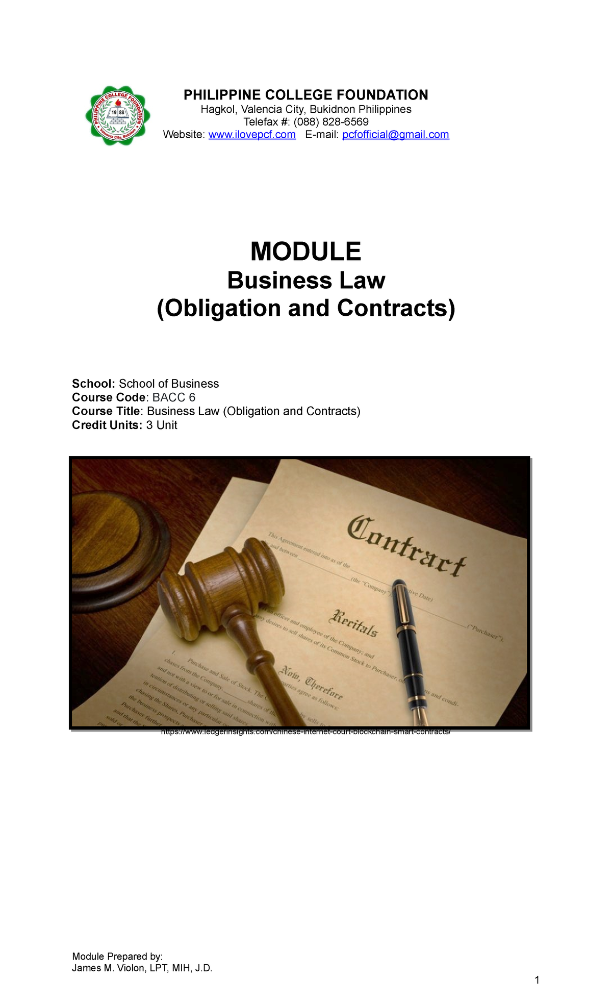 Module 1 - lecture notes - PHILIPPINE COLLEGE FOUNDATION Hagkol ...