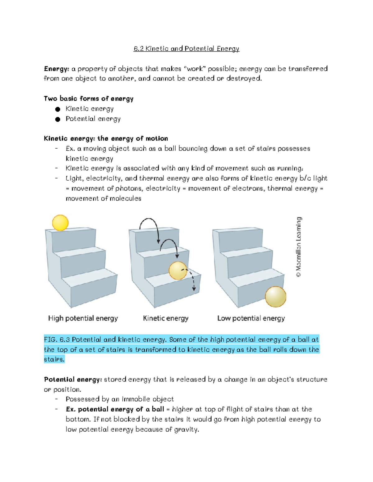 6.2 Kinetic and Potential Energy - 6 Kinetic and Potential Energy ...