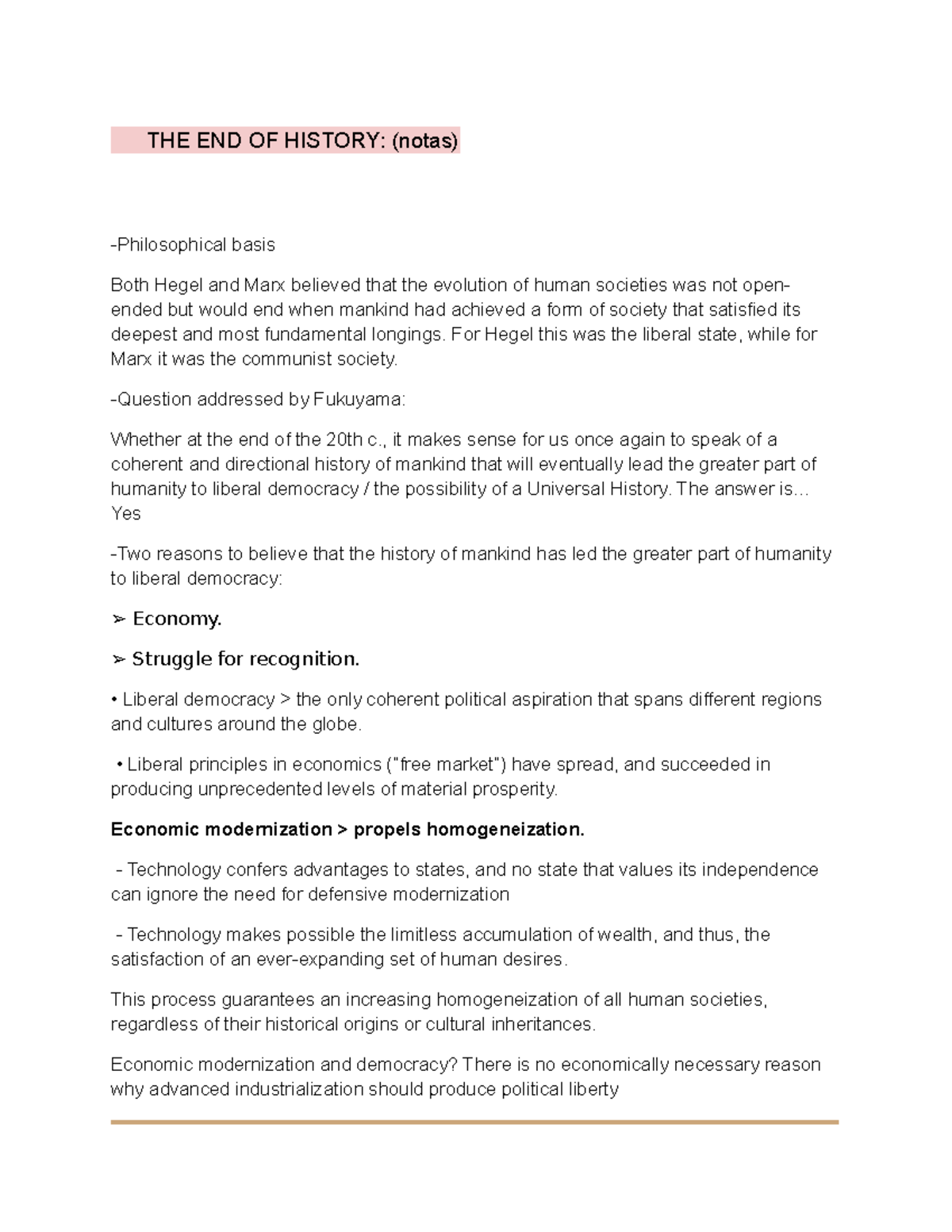 Global history apuntes unit 2 - THE END OF HISTORY: (notas ...