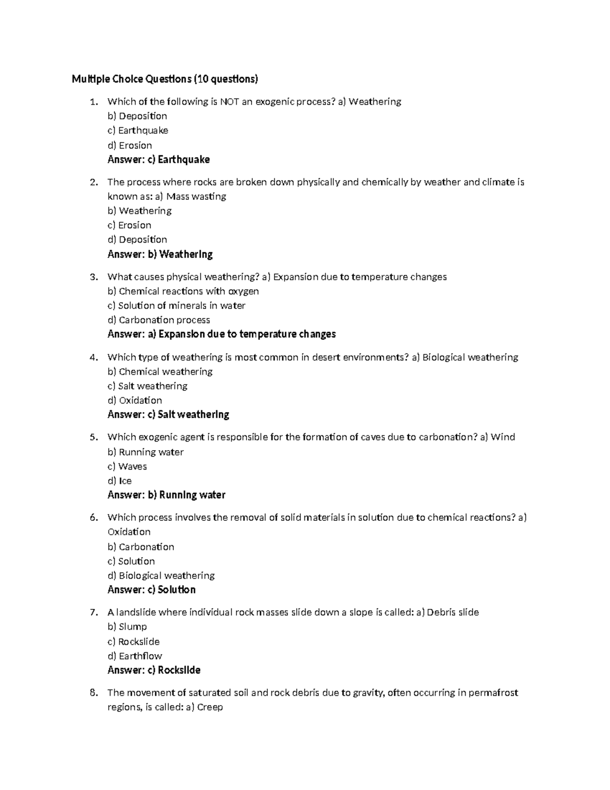 Multiple Choice Questions semi final answer key - Multiple Choice Questions (10 questions) 1 ...