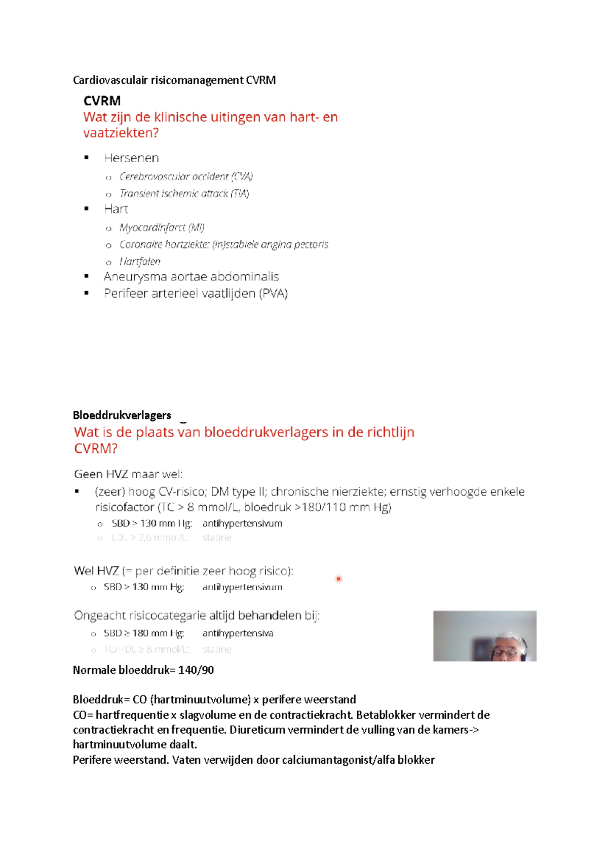 Cardiovasculair risicomanagement CVRM - Cardiovasculair risicomanagement CVRM Bloeddrukverlagers ...