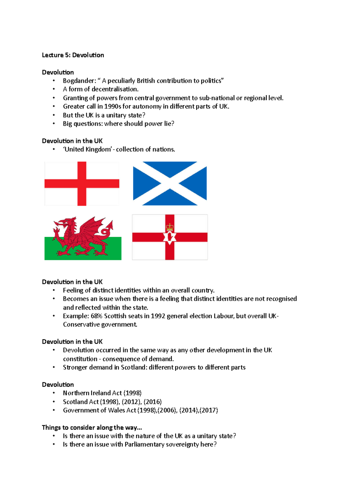 Lecture 5-7 - Lecture 5: Devolution Devolution - Bogdander: “ A ...