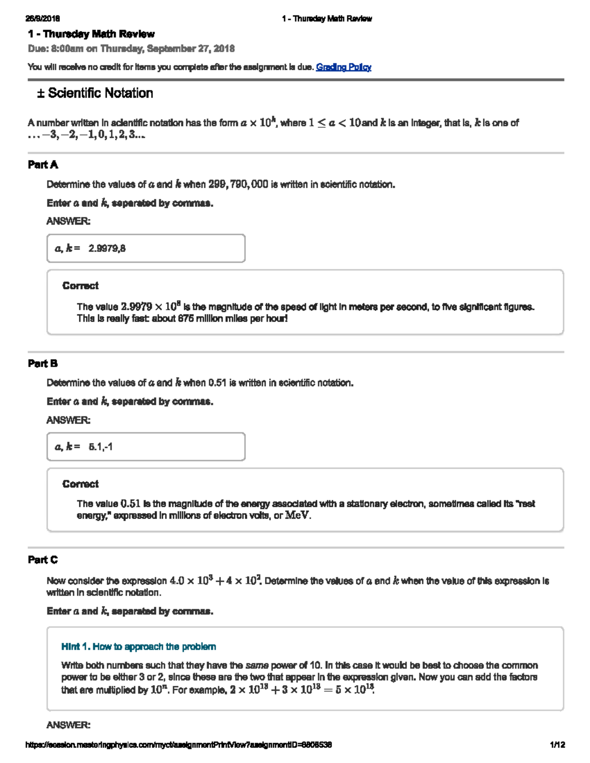 1 - Thursday Math Review - 26/9/2018 1 - Thursday Math Review 1 ...