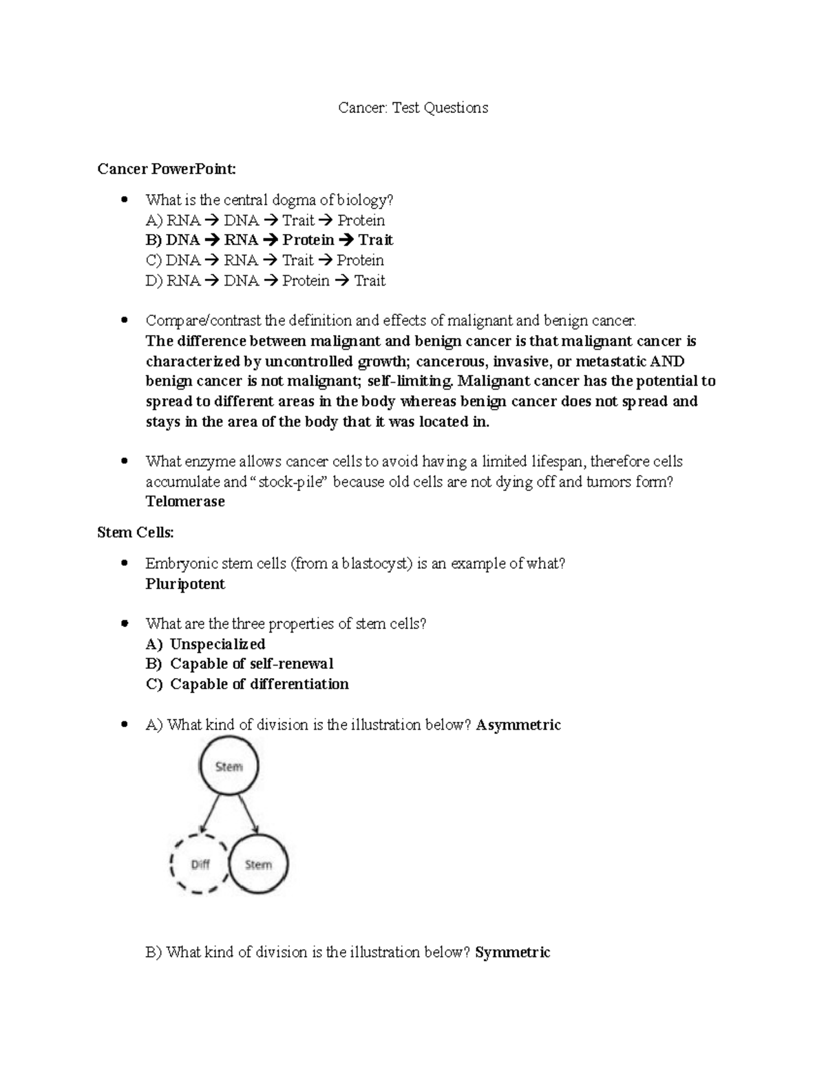 Cancer Test Questions - Cancer: Test Questions Cancer PowerPoint: What ...
