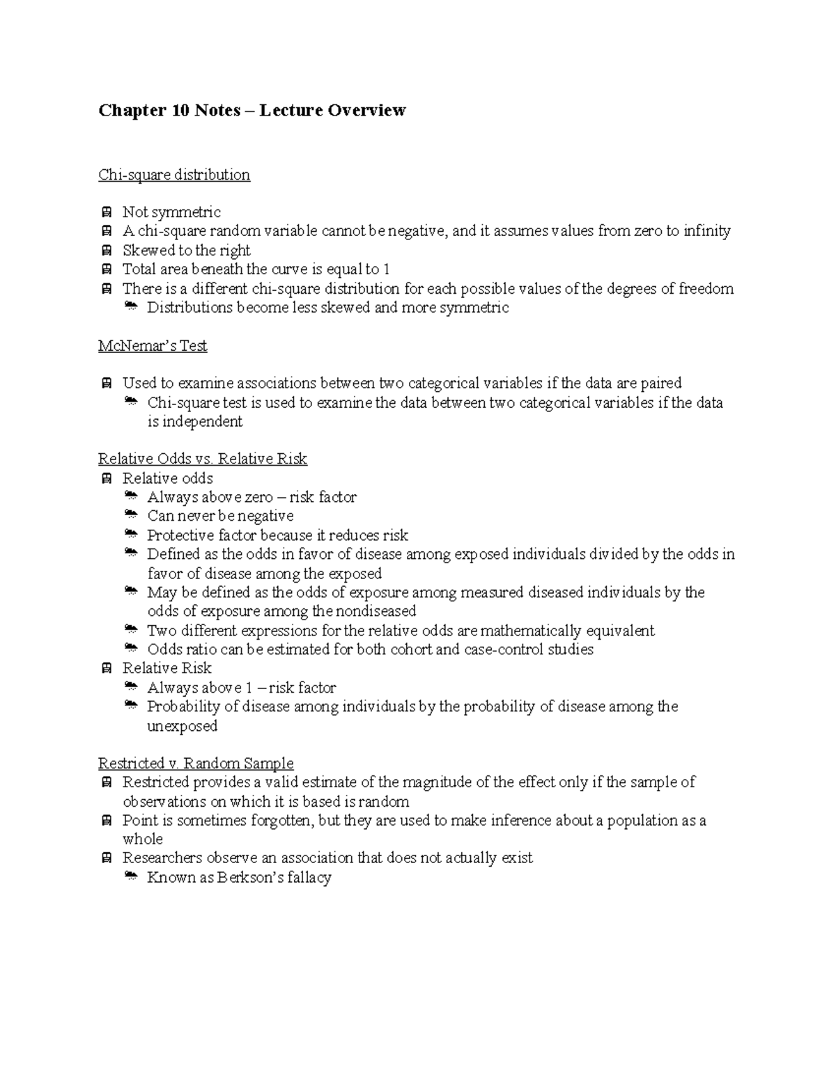 Chapter 10 (Overview) Notes - Chapter 10 Notes – Lecture Overview Chi ...