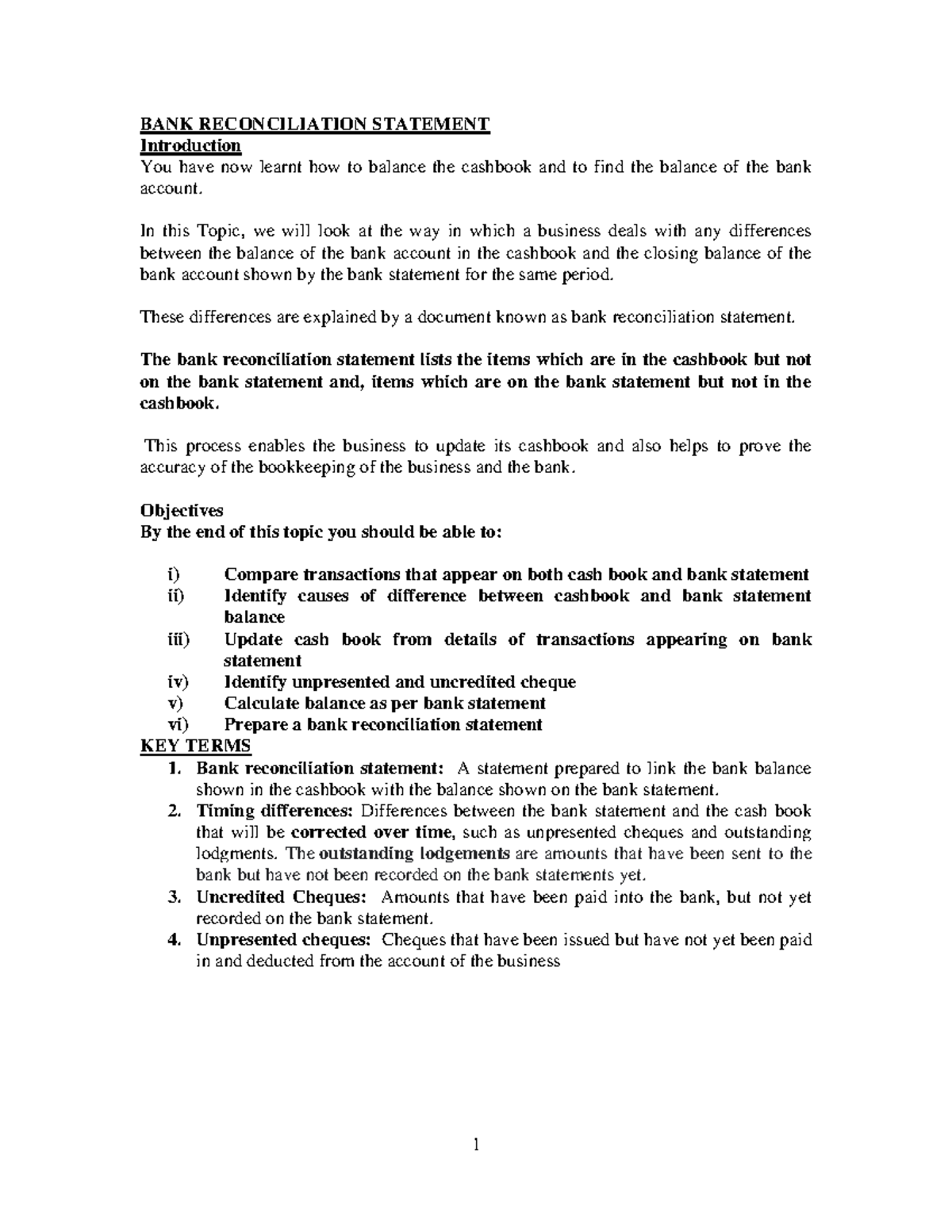 BANK Reconciliation Statement - BANK RECONCILIATION STATEMENT ...