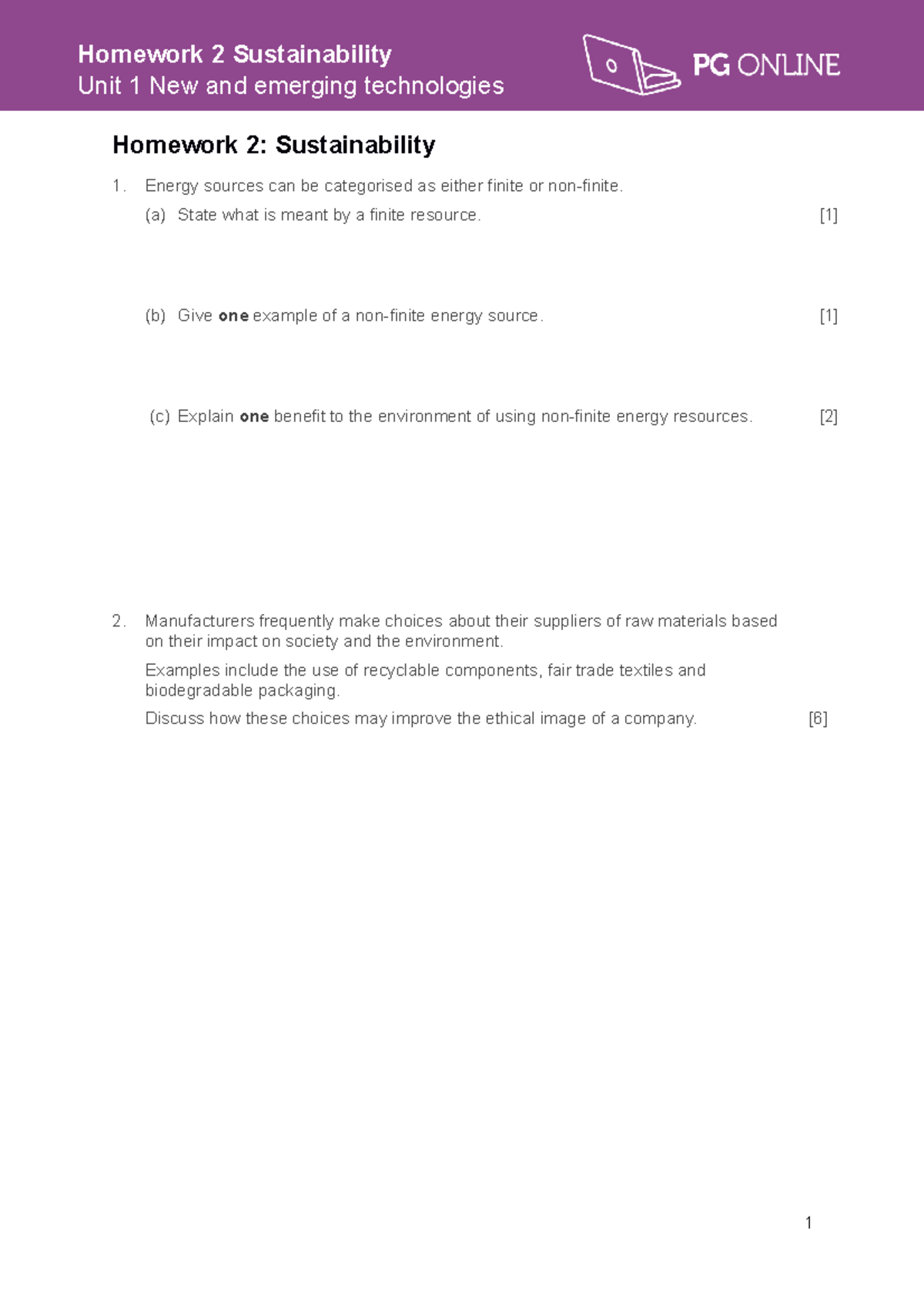 8552-Unit-1-Homework-2 - Homework 2: Sustainability Energy sources can be categorised as either ...