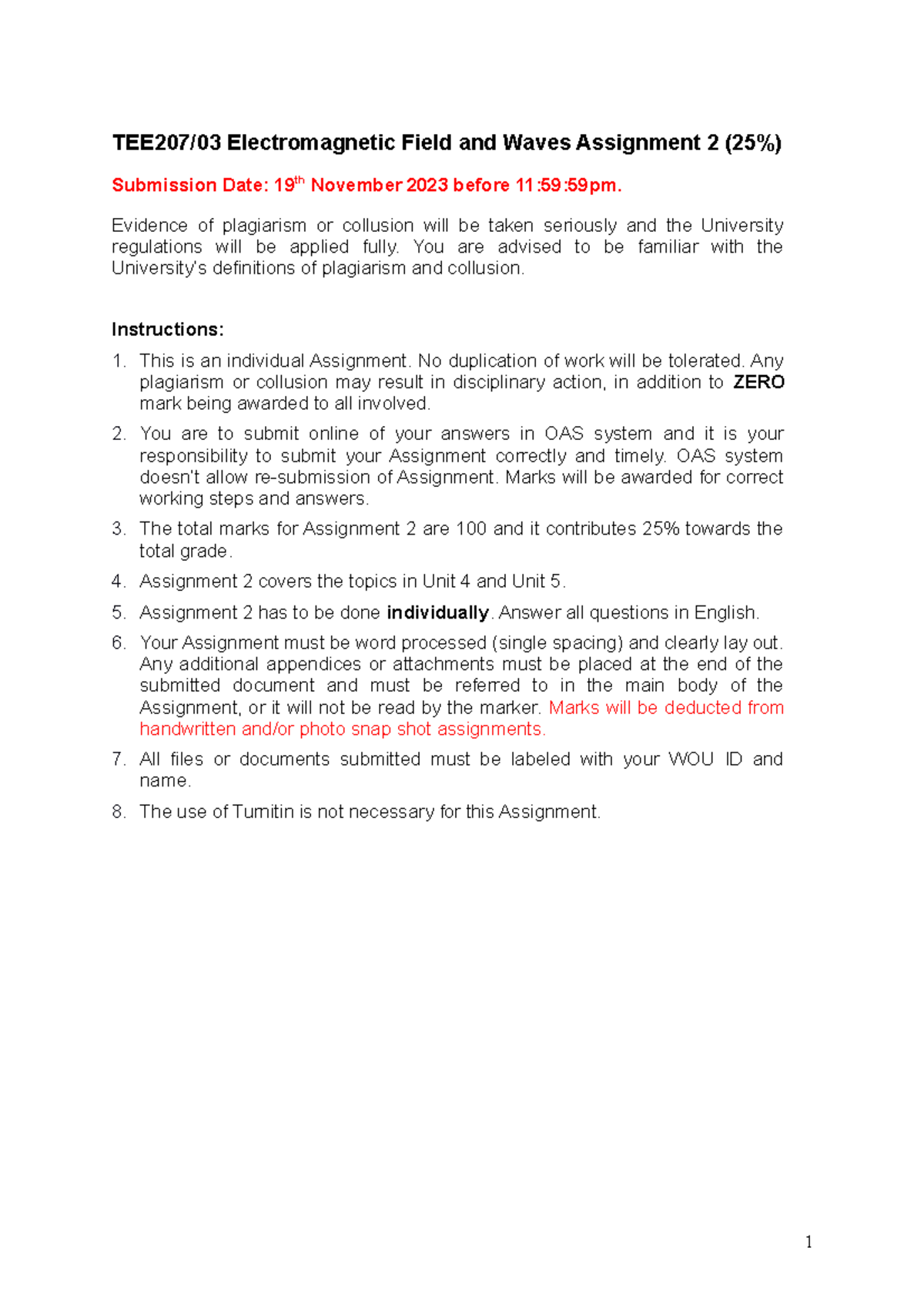 Assignment 2 - Evidence of plagiarism or collusion will be taken ...