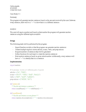 Case Study 4.1 Assignment - COM 302 OL Case Study 4. Summary Based on ...