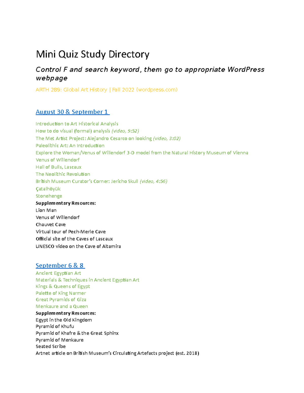 Mini Quiz Study Directory - Mini Quiz Study Directory Control F and search keyword, them go to ...