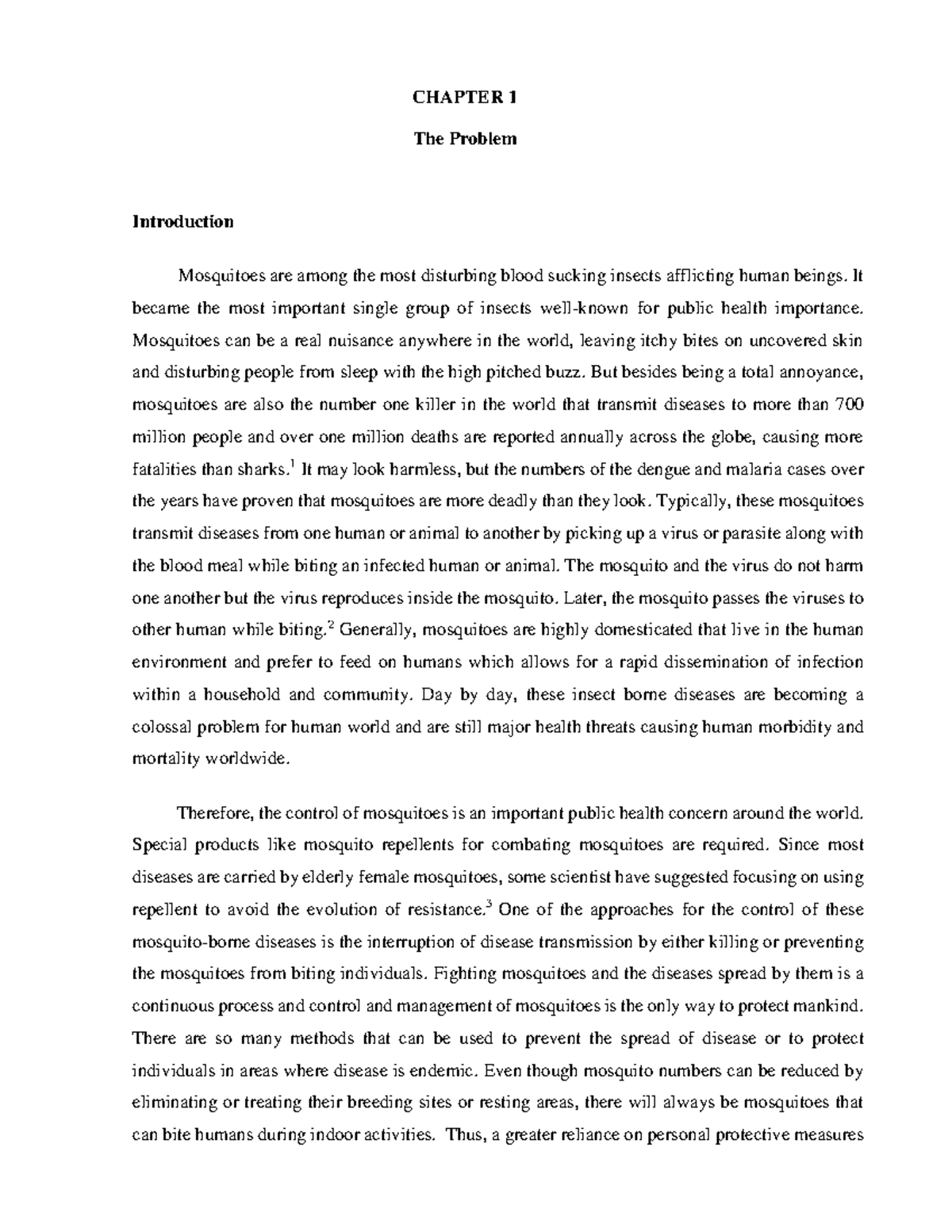 Ilide - hello - CHAPTER 1 The Problem Introduction Mosquitoes are among the most disturbing ...