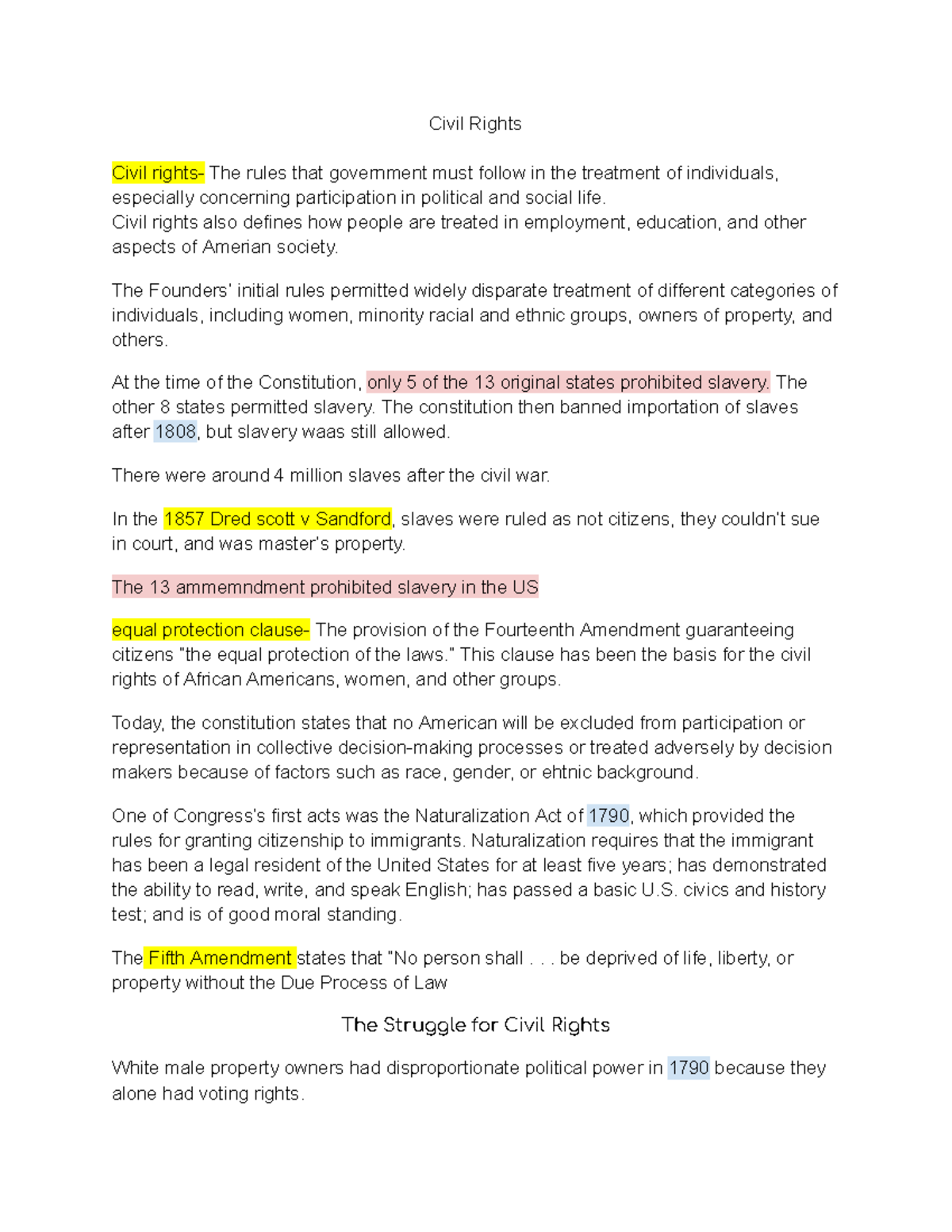 Chap.5 Notes - American Government: Power and Purpose - Civil Rights ...