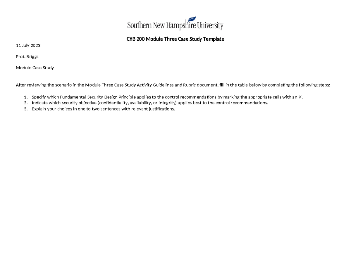 CYB 200 Module Three Case Study Template - Briggs Module Case Study ...