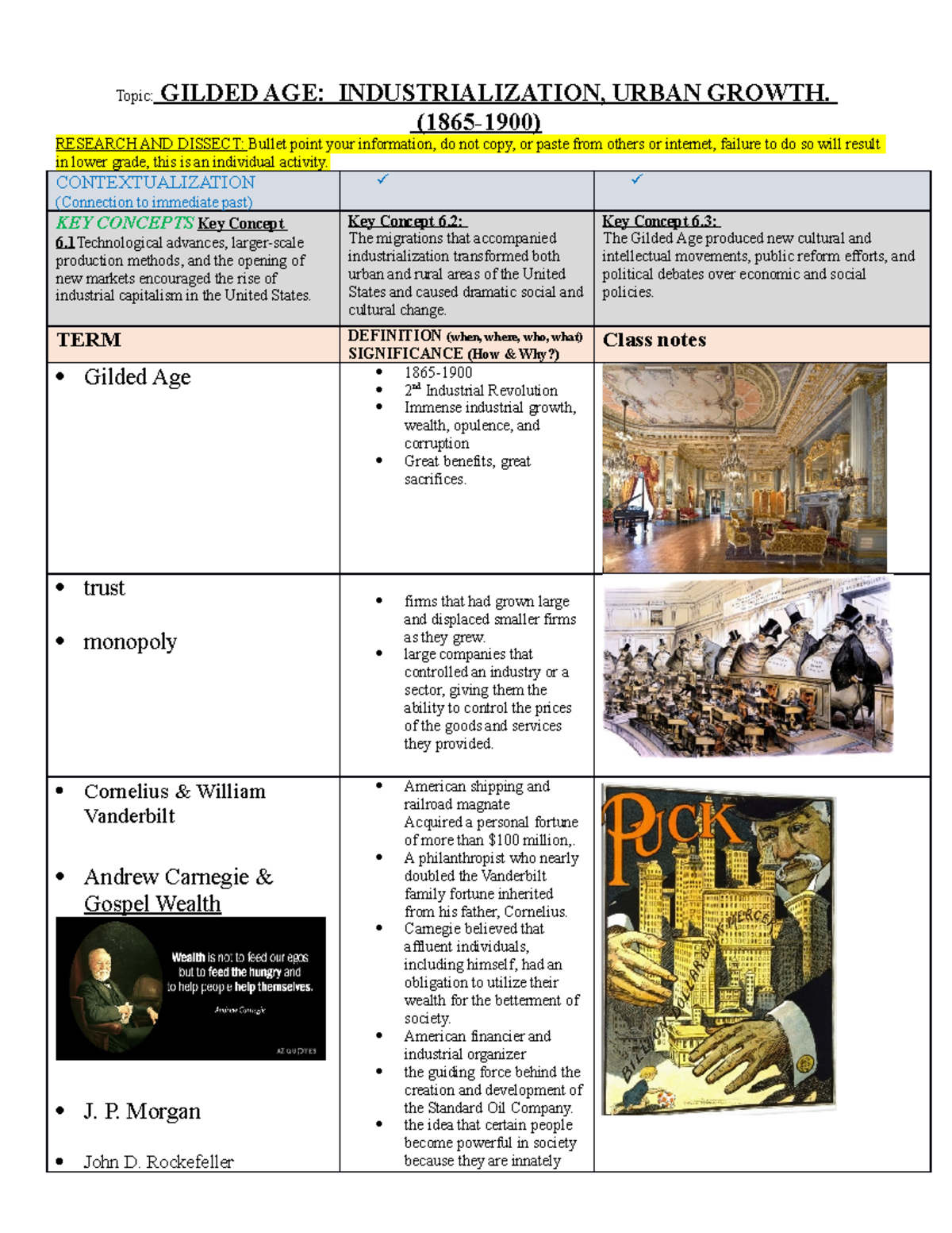 09 Gilded AGE 1 - Topic: GILDED AGE: INDUSTRIALIZATION, URBAN GROWTH ...