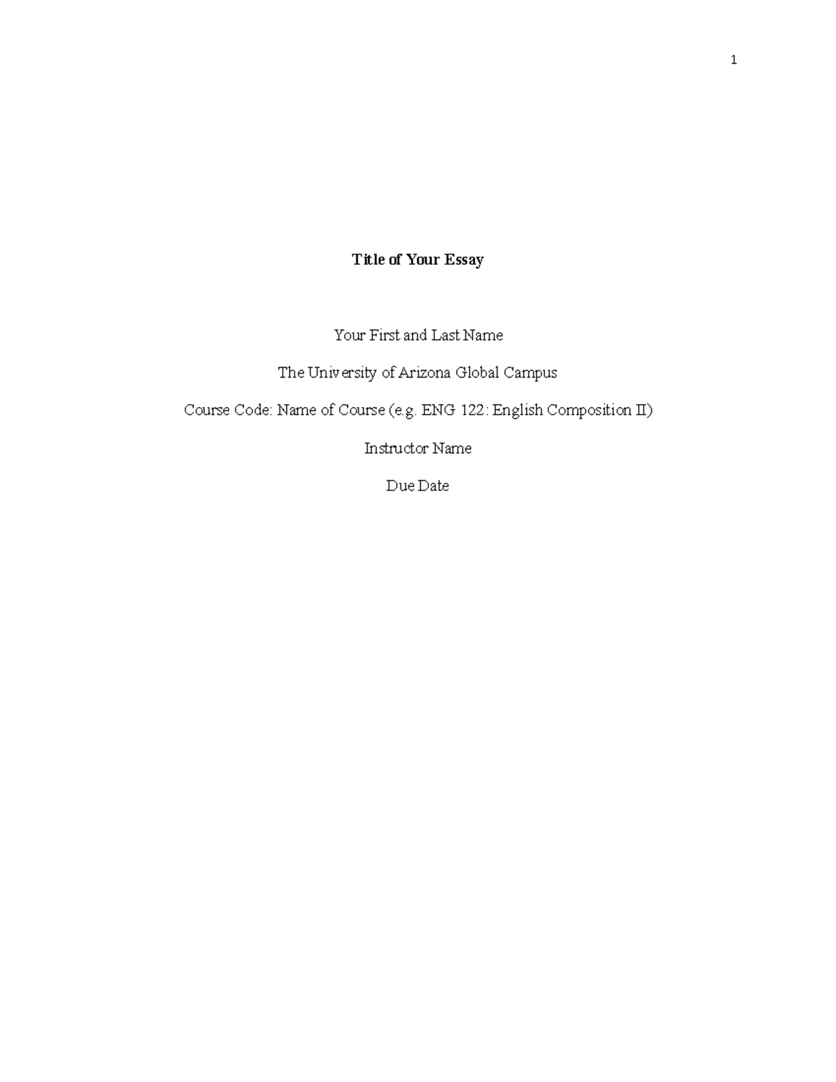 abc - Title of Your Essay Your First and Last Name The University of ...