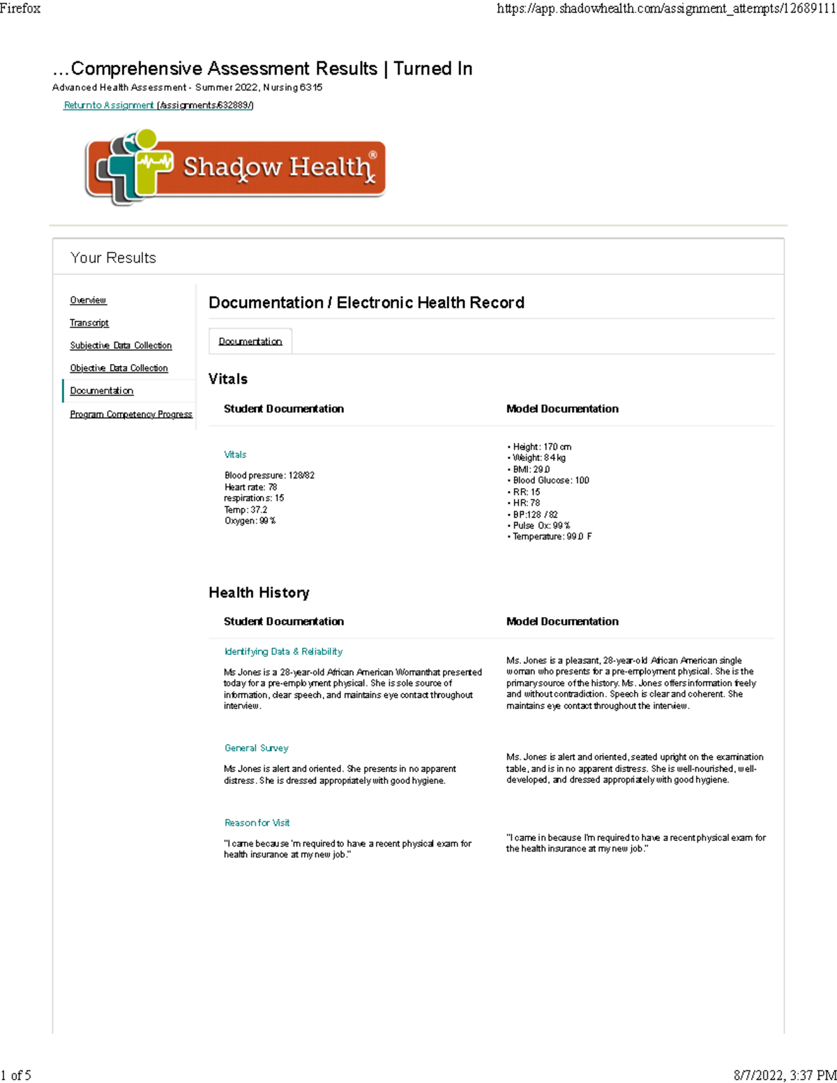 Comprehensive Assessment Documentation - .. Assessment Results | Turned ...