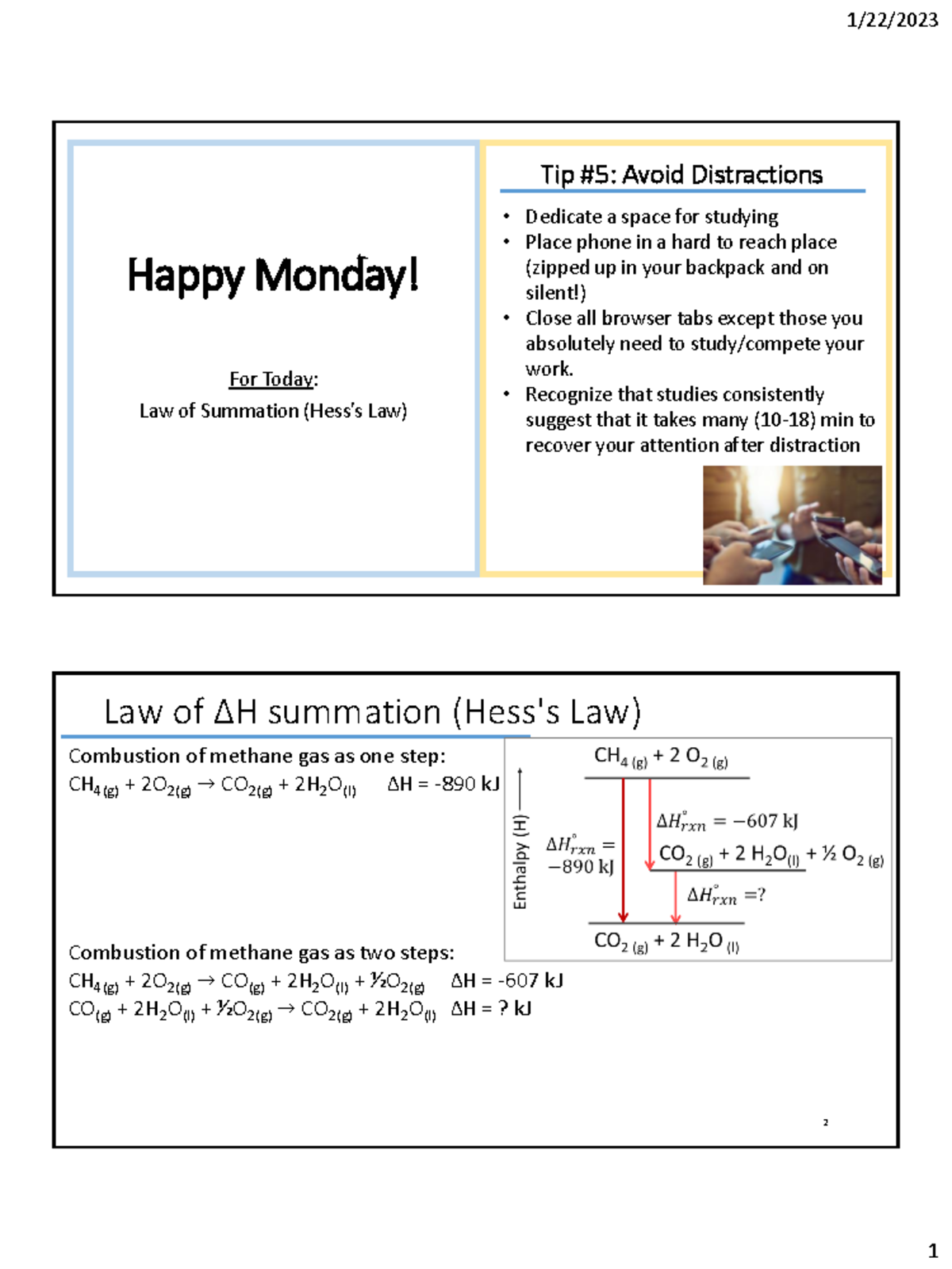 L6 - Thermochemistry part5-student - Happy Monday! For Today: Law of ...