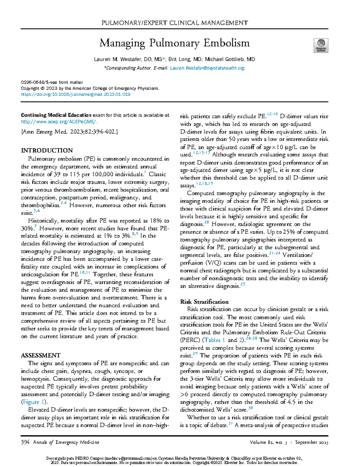 Managing Pulmonary Embolism - Managing Pulmonary Embolism Lauren M ...
