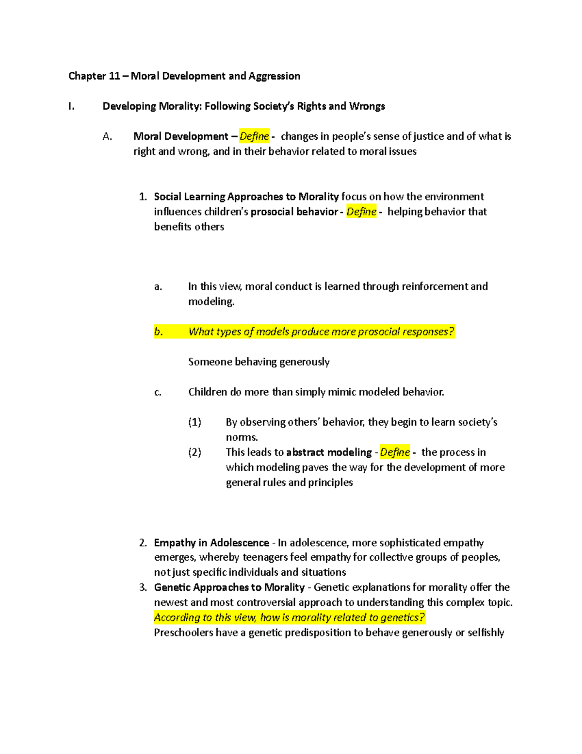 Lifespan Dev.Ch 11.Moral Dev and Aggression - Chapter 11 – Moral ...