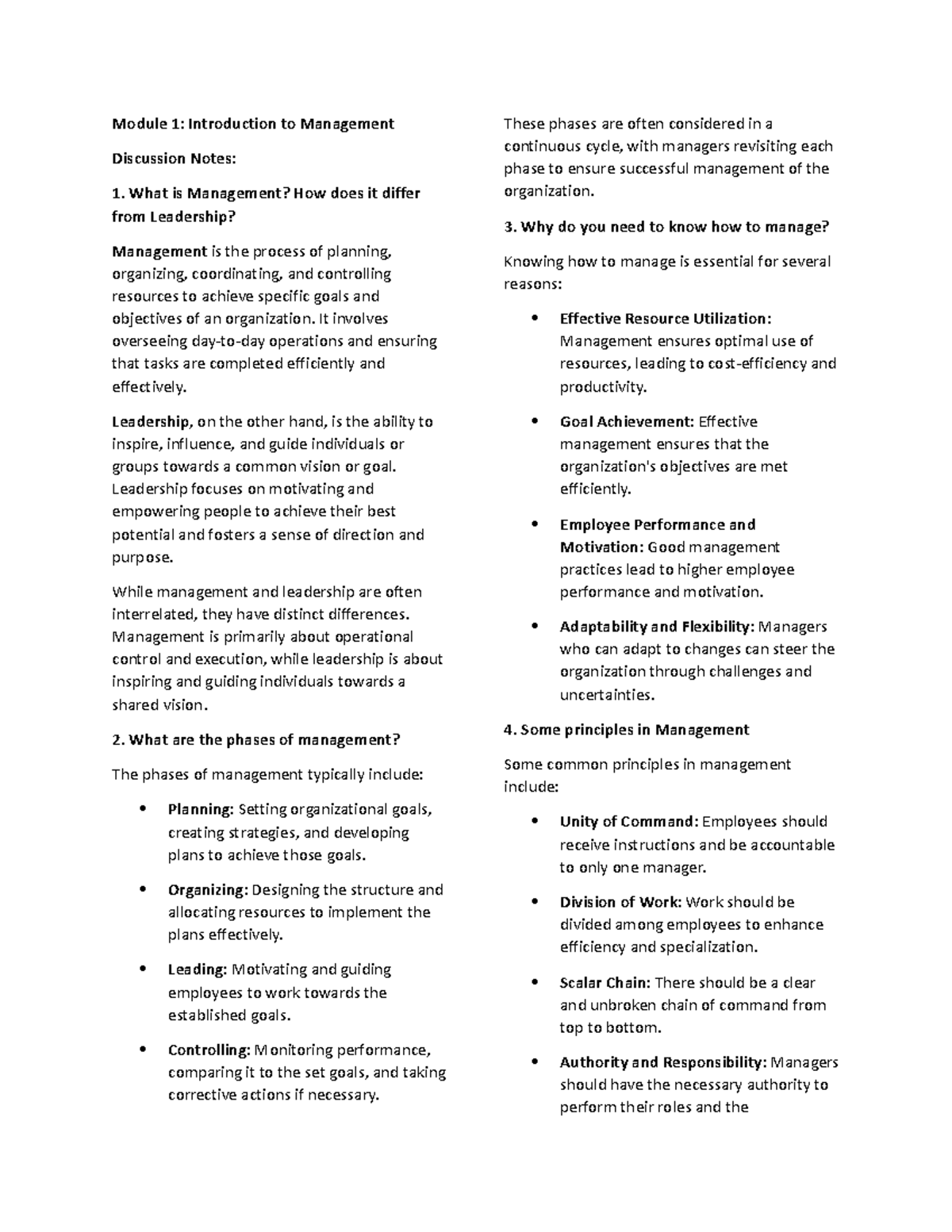 Module 1 Intro to Management - Module 1: Introduction to Management ...