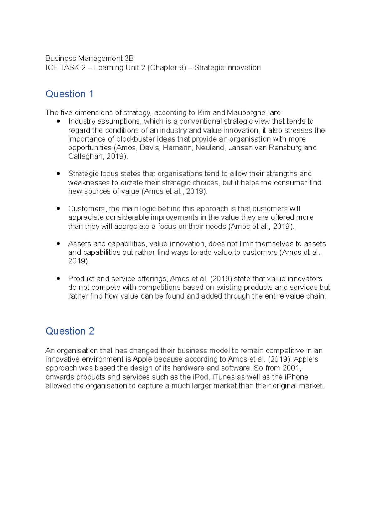 ICE TASK - CLASS Examples - Business Management 3B ICE TASK 2 ...