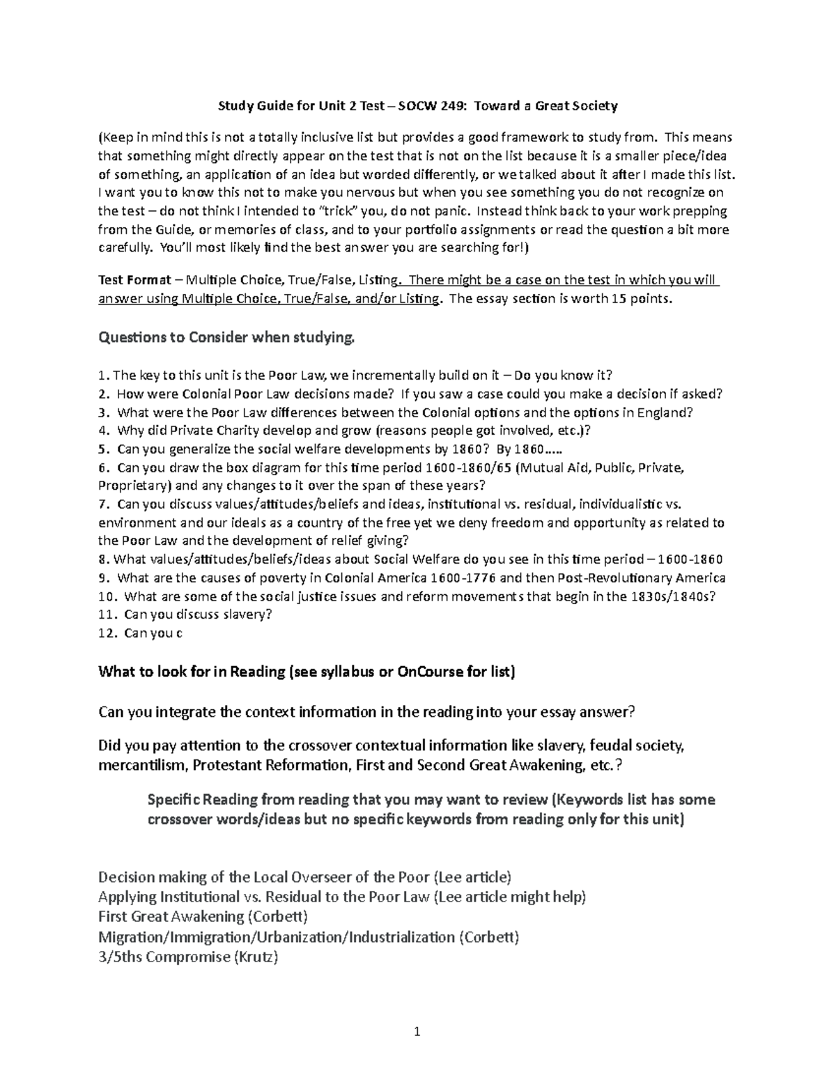 Fall 2002 Test 2 Study Guide - Study Guide for Unit 2 Test – SOCW 249 ...