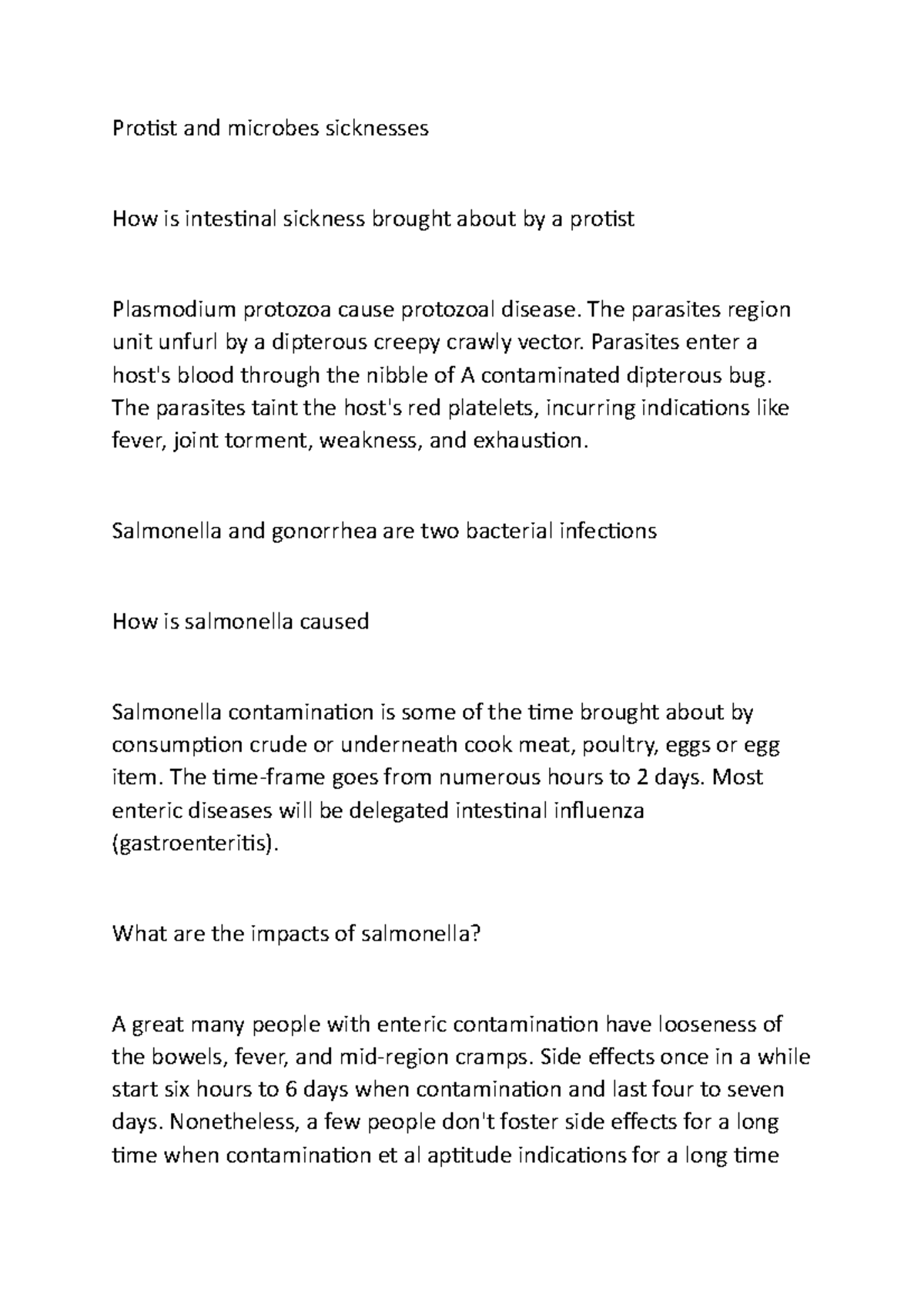 Protist and bacteria diseases - Protist and microbes sicknesses How is ...